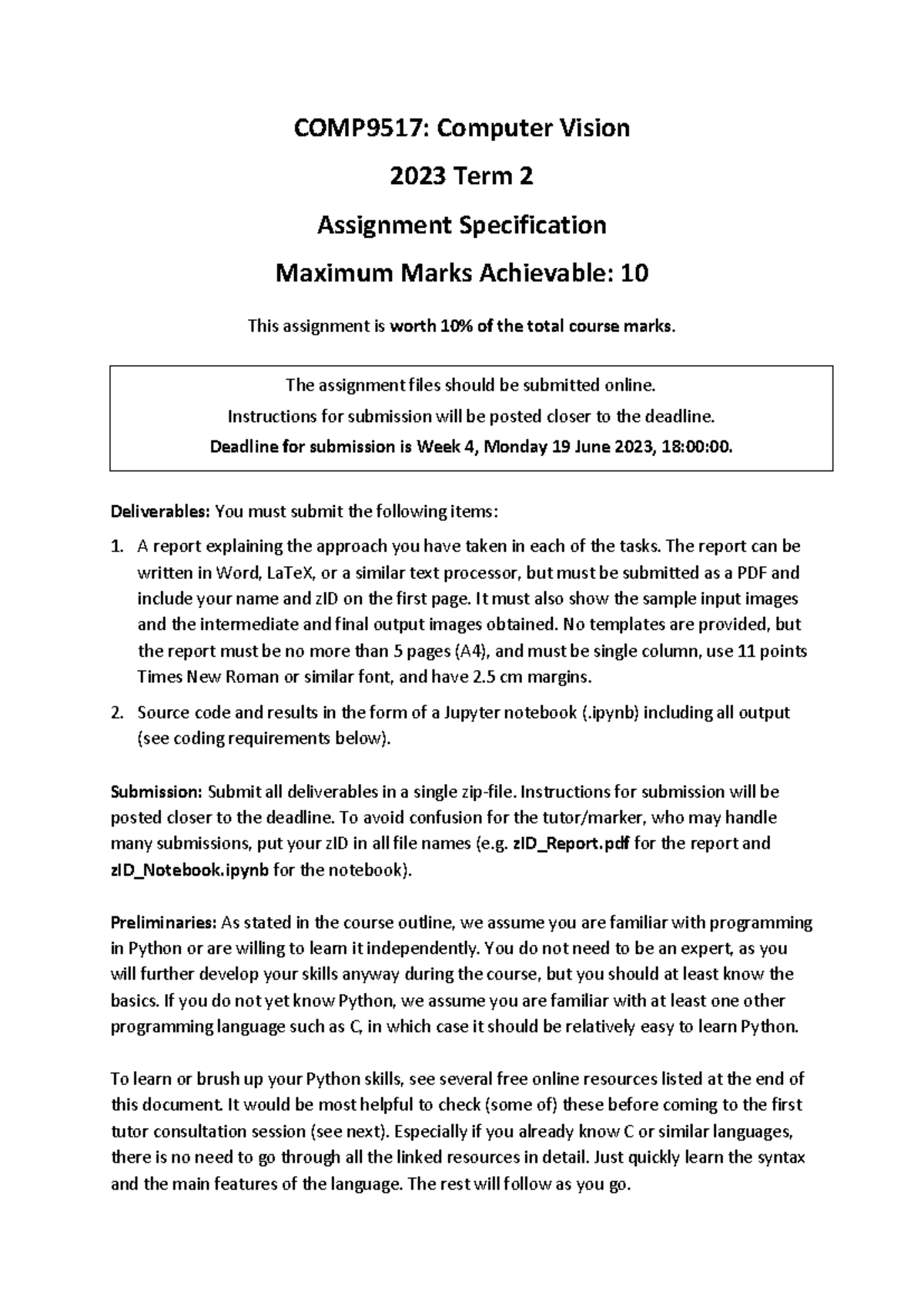 Assignment Specification -COMP9517 - COMP9517: Computer Vision 2023 Term 2 Assignment ...