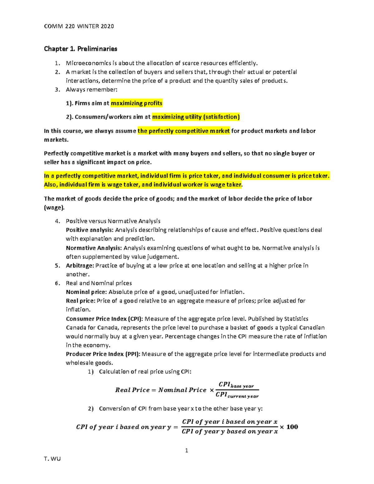 Chapter 1 Preliminary - COMM 220 WINTER 2020 1 T. WU Chapter 1 ...