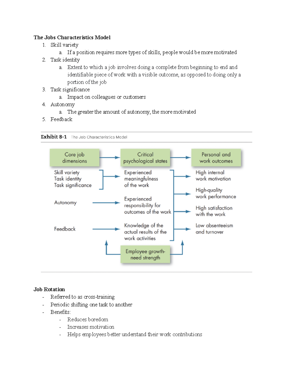 The Jobs Characteristics Model - Skill variety a. If a position ...