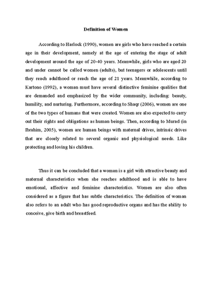 Definition of Women - Definition of Women According to Harlock (1990 ...