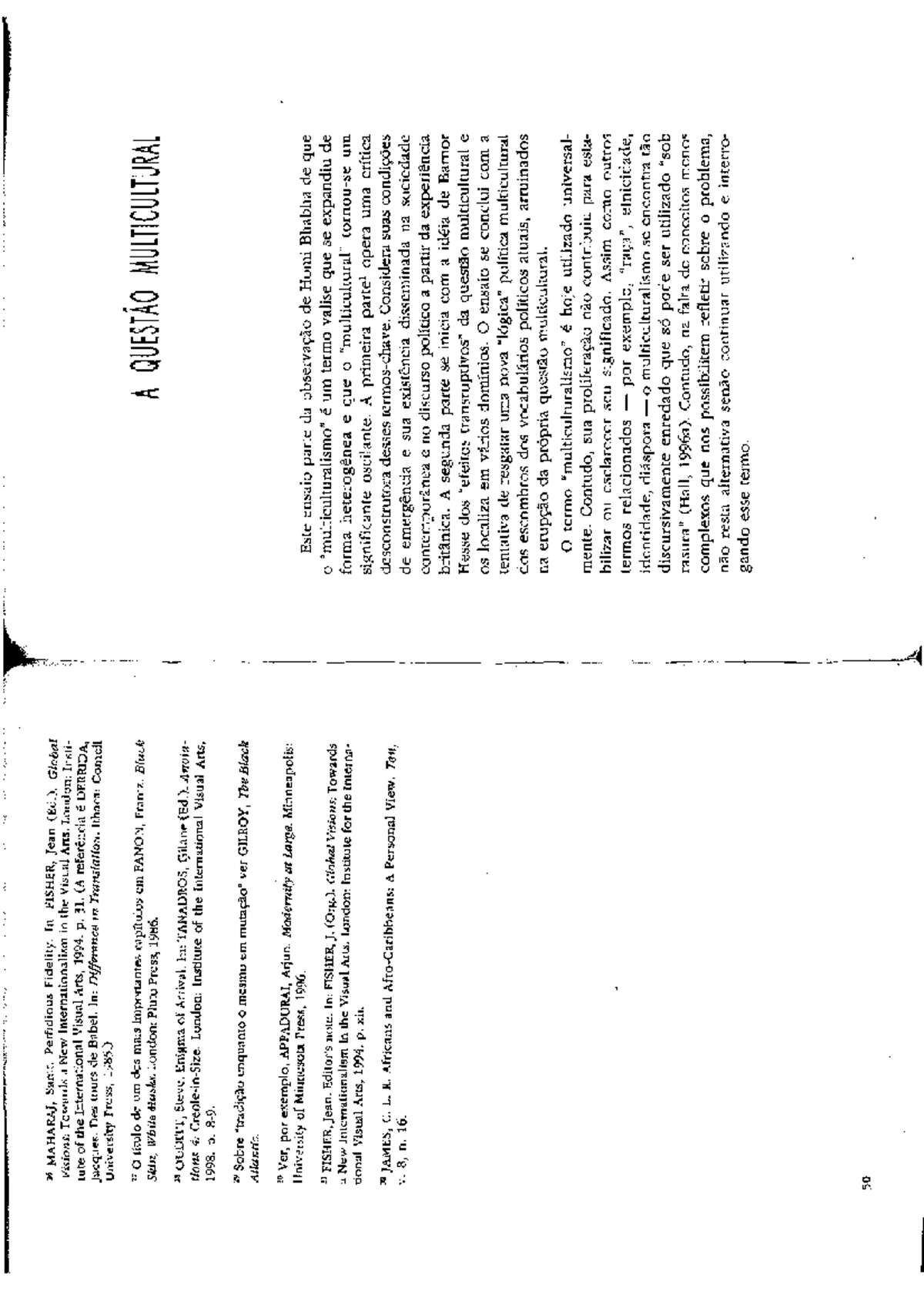 Stuart Hall - A questão multicultural - Estágio Curricular III - Studocu