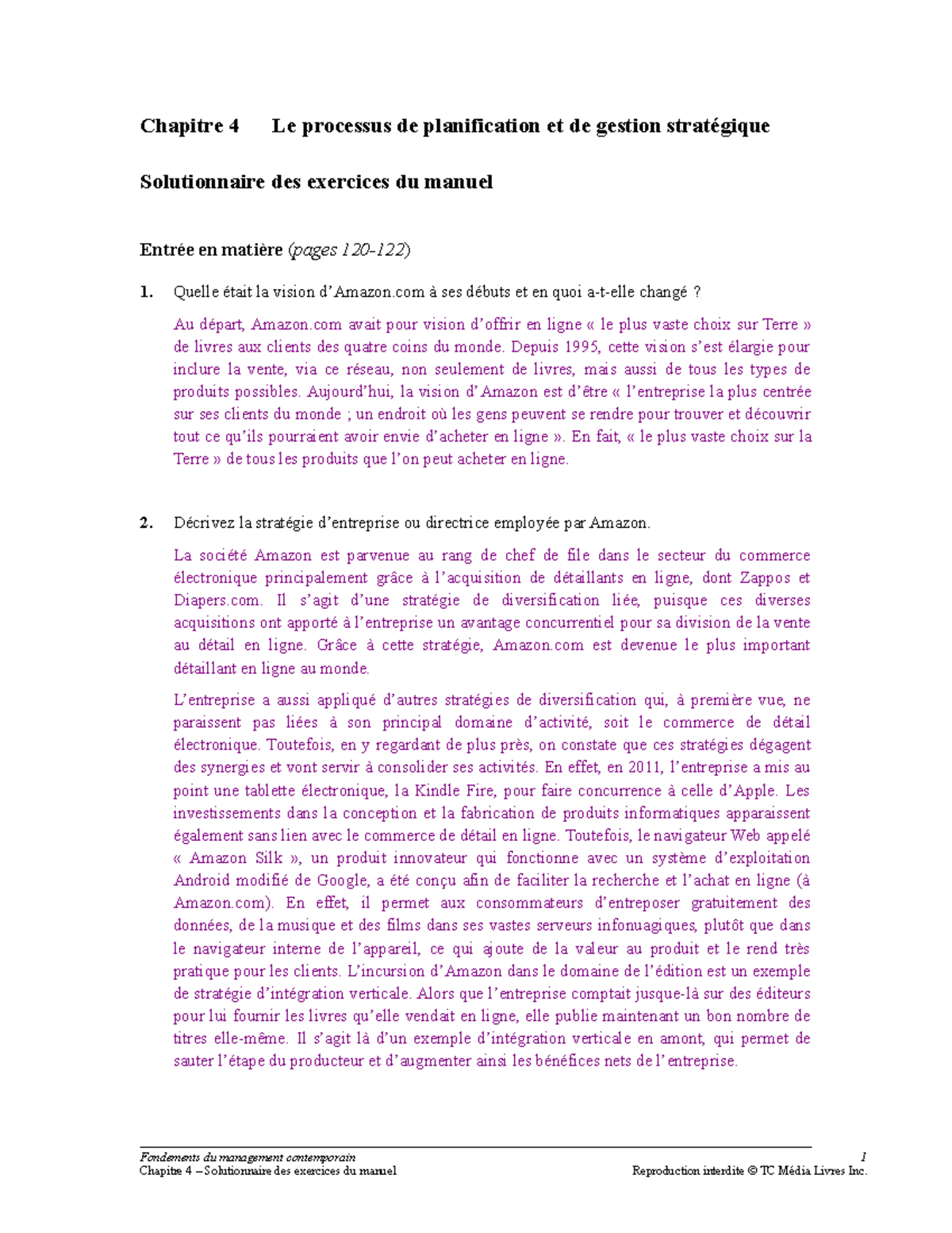 Chapitre 4 solutionnaire exercices manuel - Chapitre 4 Le processus de ...
