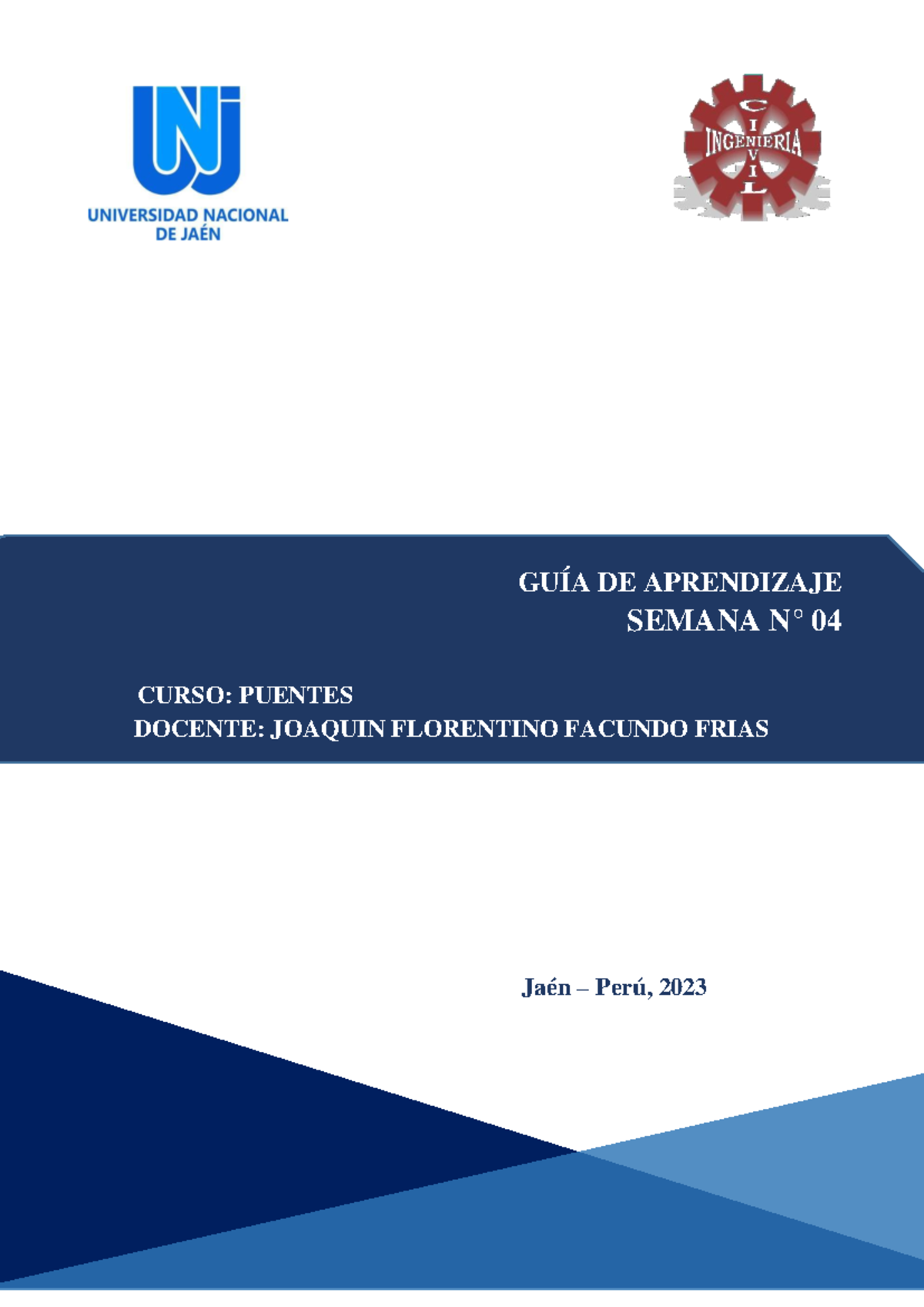 G - ,...mmmmn - GUÍA DE APRENDIZAJE SEMANA N° 04 CURSO: PUENTES DOCENTE ...