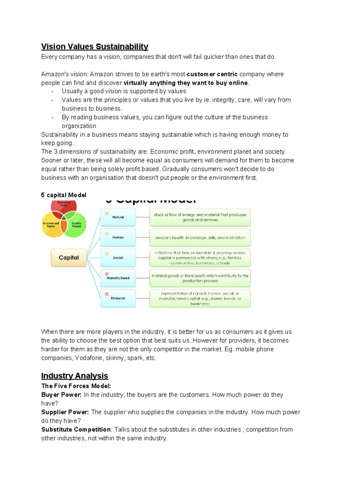 Infosys 110 Notes (Mine) - Vision Values Sustainability Every company ...