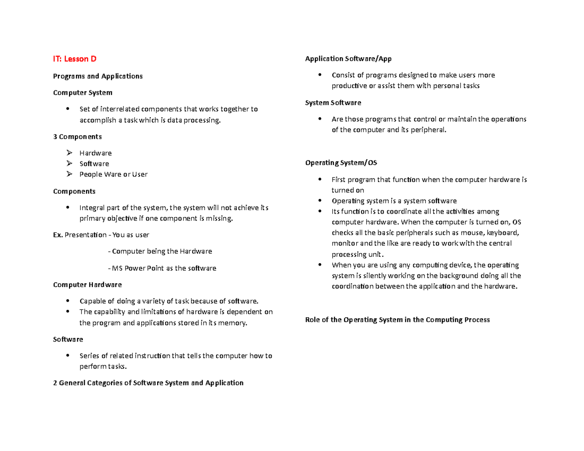 IT-Lesson-D - Lecture about program and application - IT: Lesson D ...