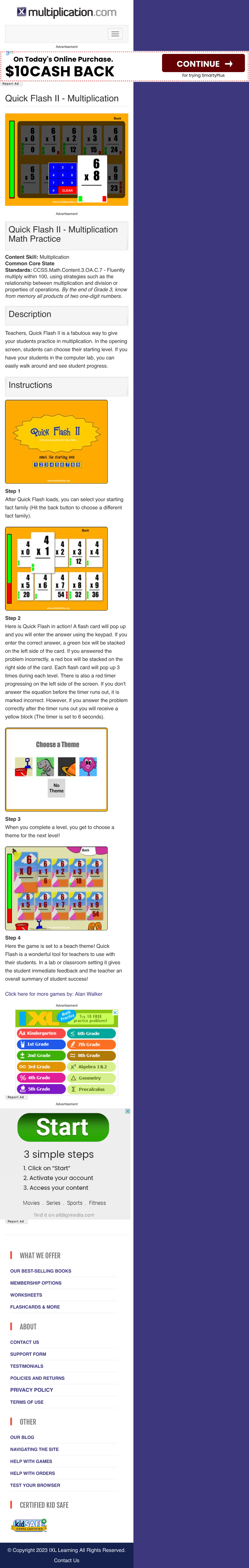 Quick Flash Cards II Multiplication - Free Online Flash Cards ...