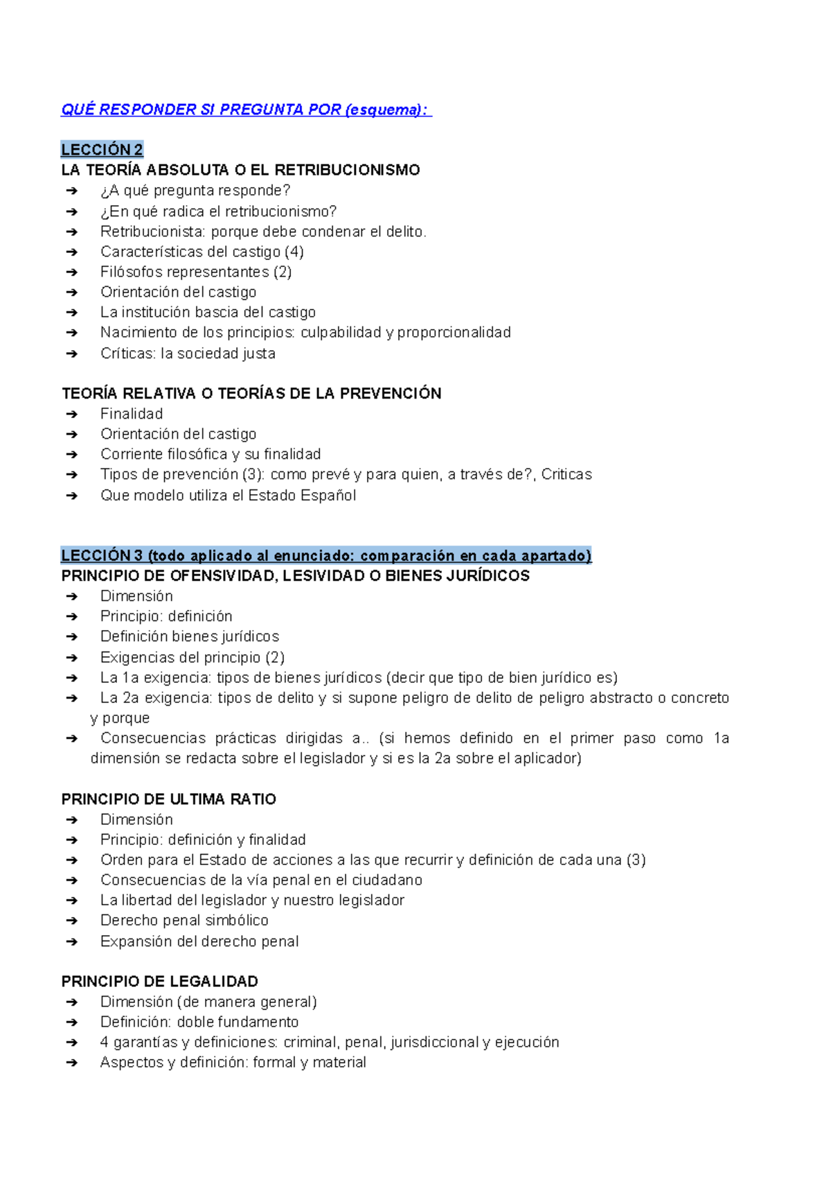 Esquema para el examen de Fonamentos del Derecho Penal. - QUÉ RESPONDER ...