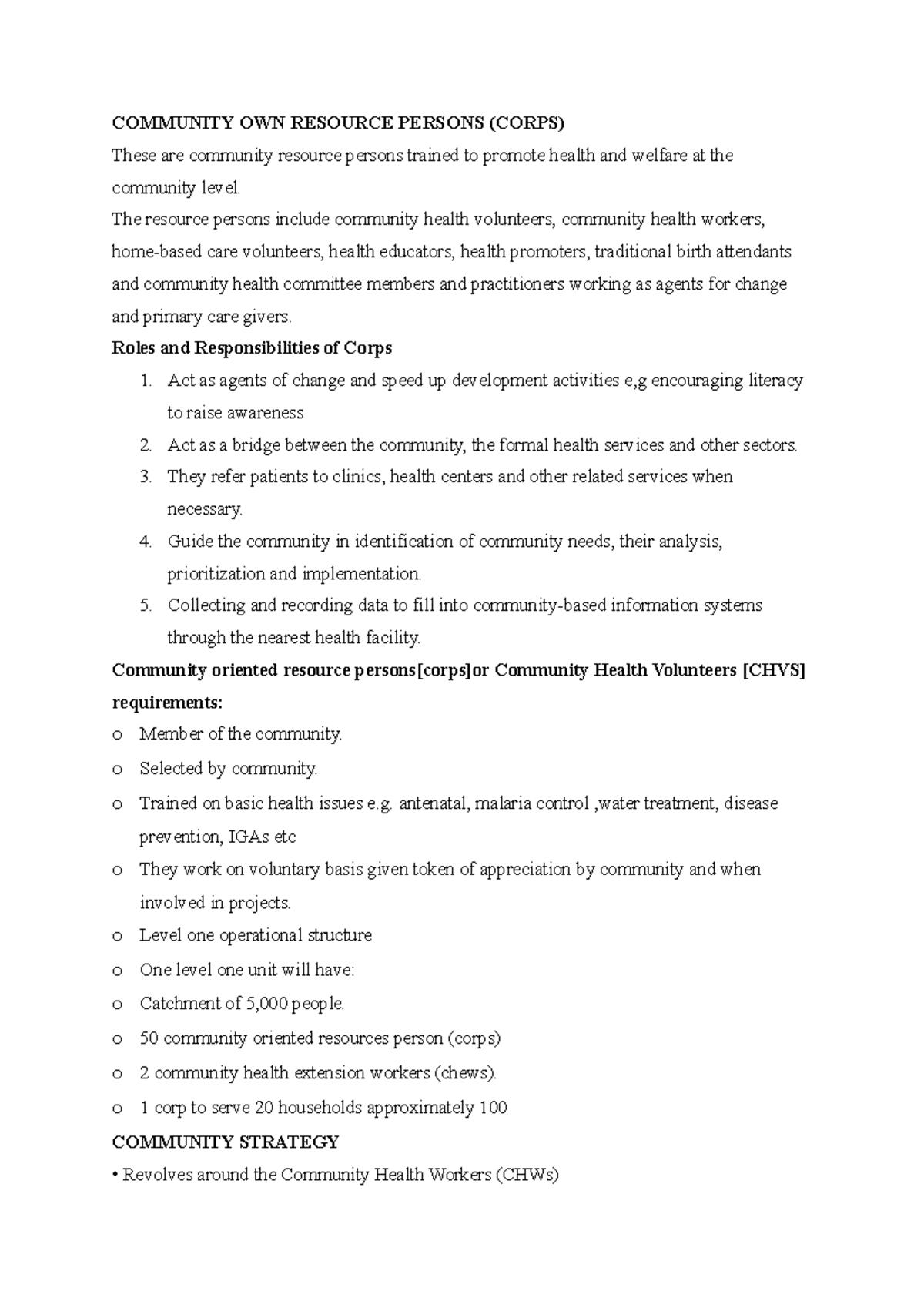 Community OWN Resource Persons - COMMUNITY OWN RESOURCE PERSONS (CORPS ...