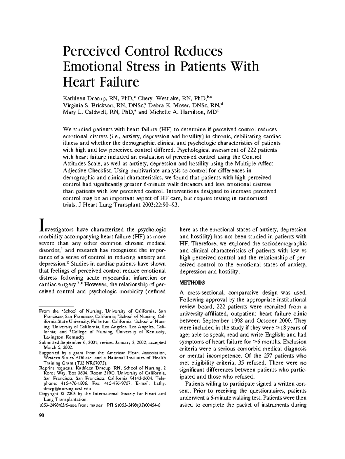 Perceived control reduces emotional stre - Perceived Control Reduces ...