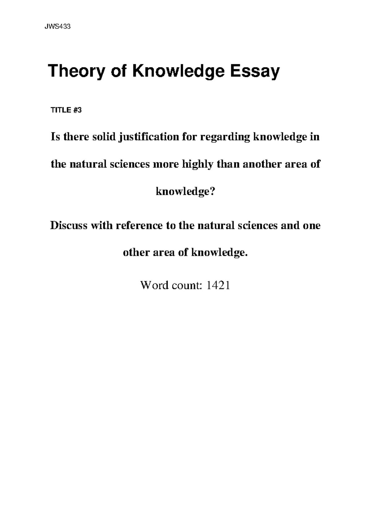 TOK- Deekshita - JWS Theory of Knowledge Essay TITLE Is there solid ...