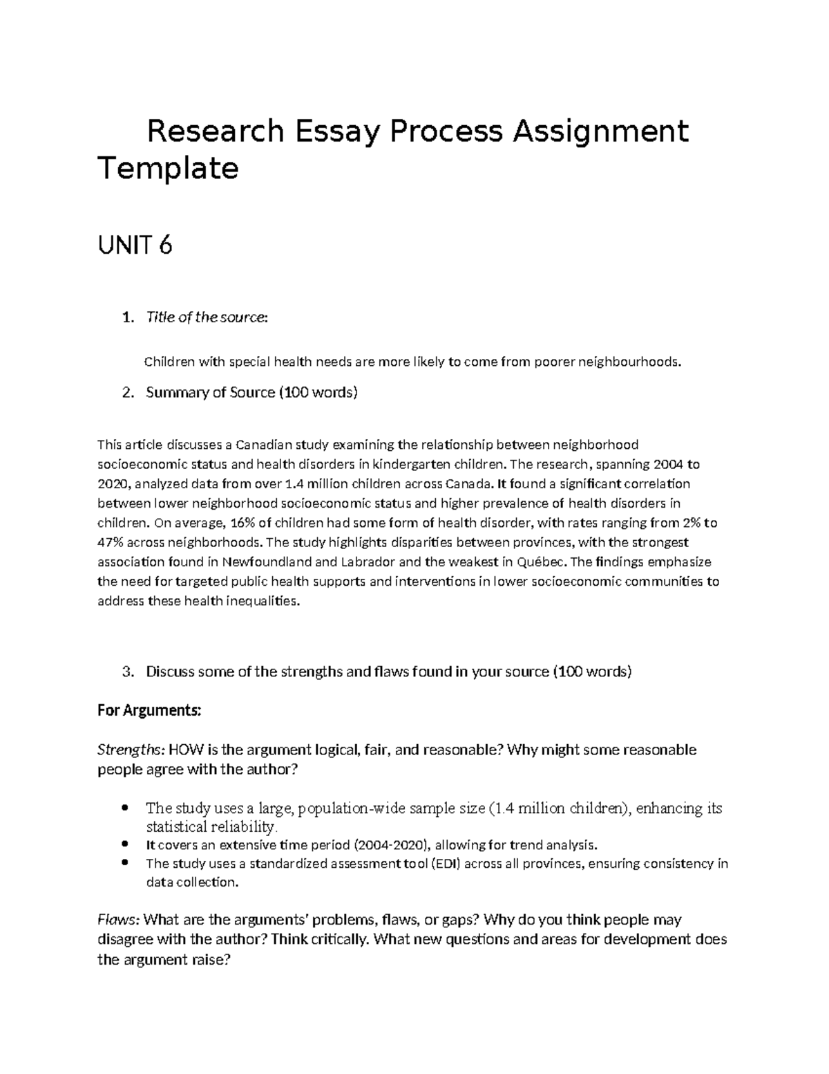 Project 2 Process Assignment - Research Essay Process Assignment ...