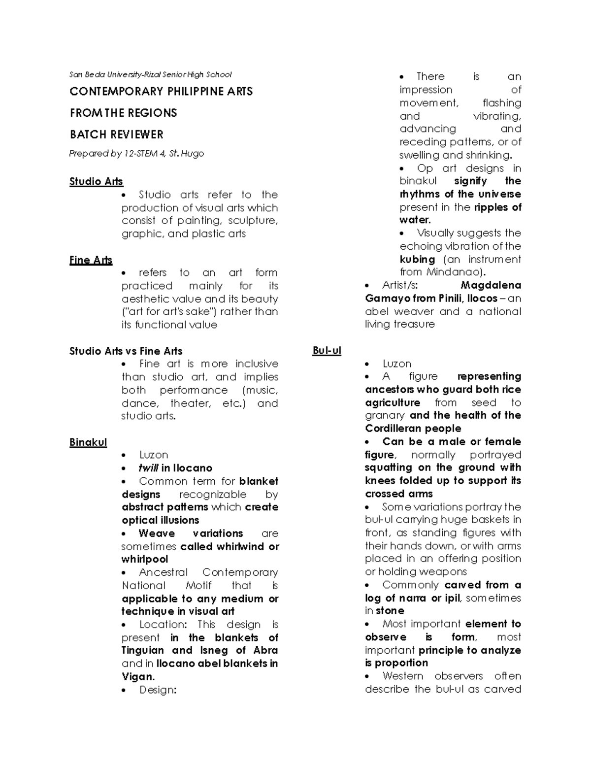 Grade 12 CPAR - notes - San Beda University-Rizal Senior High School ...