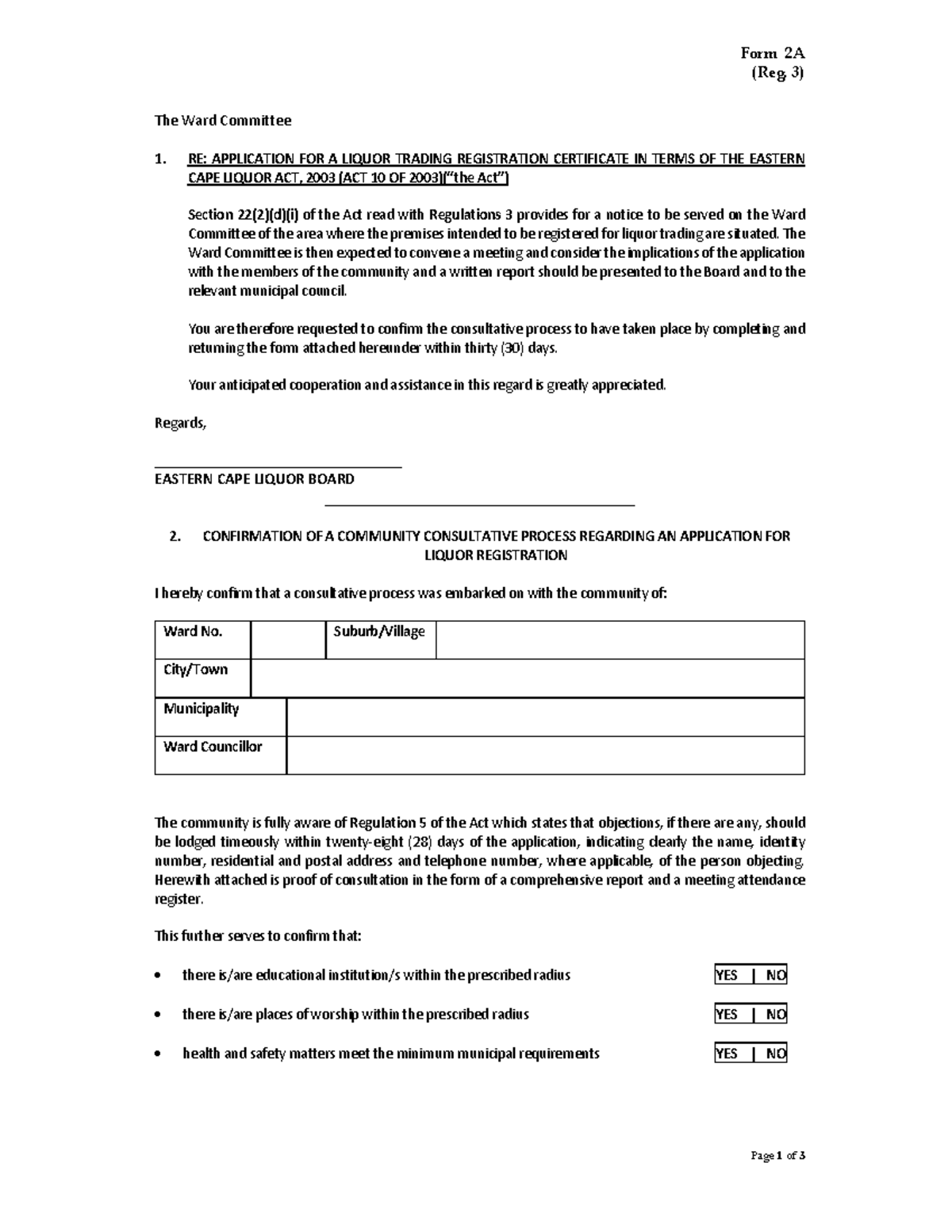 FORM 2a Application Forms Application - Form 2A (Reg. 3) Page 1 of 3 ...