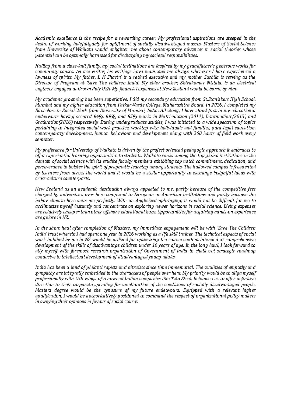 SOP1 - it has assignments of vit - Academic excellence is the recipe ...