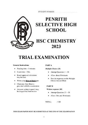 Chemistry formulae sheet data sheet periodic table hsc exams 2019 ...