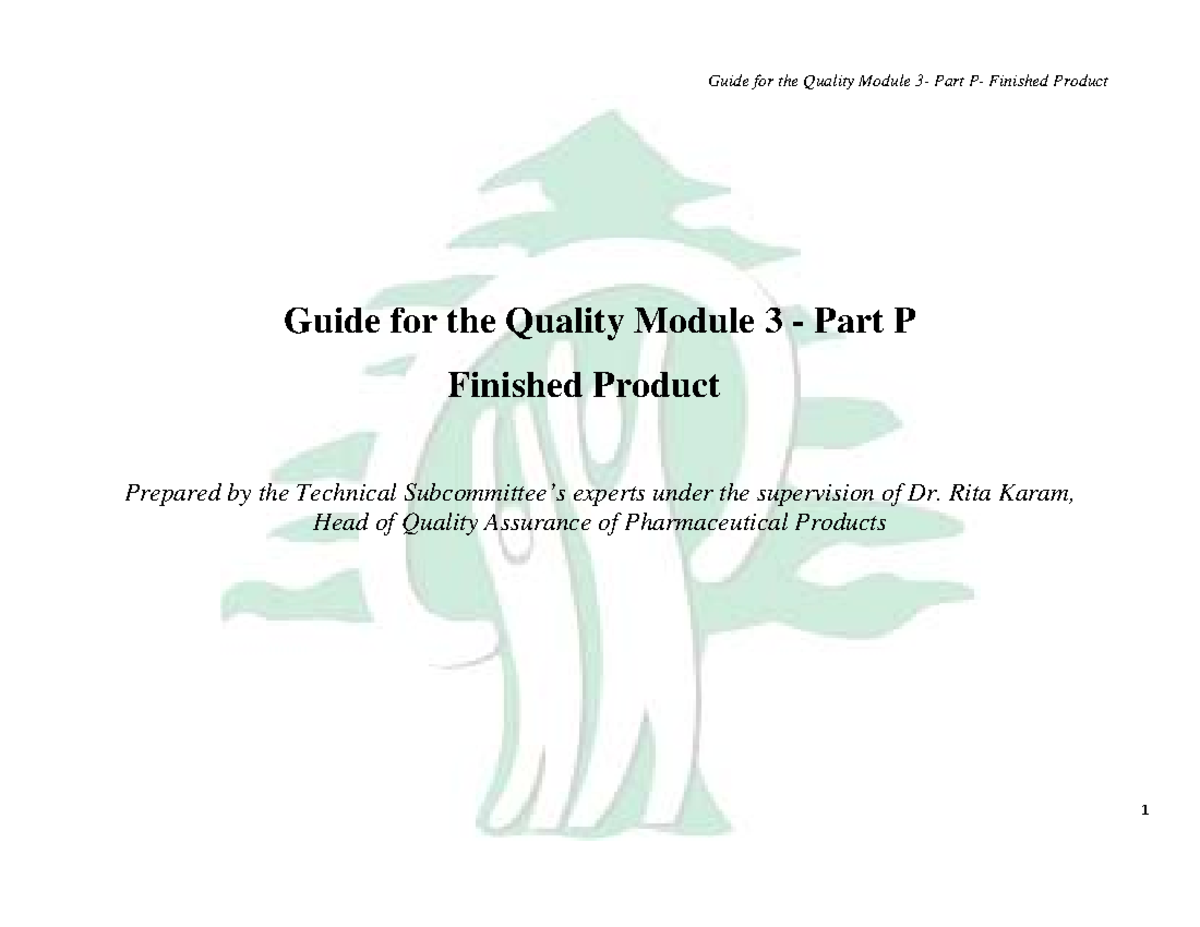 Guidelines English Module 3Ppart - Guide for the Quality Module 3 ...
