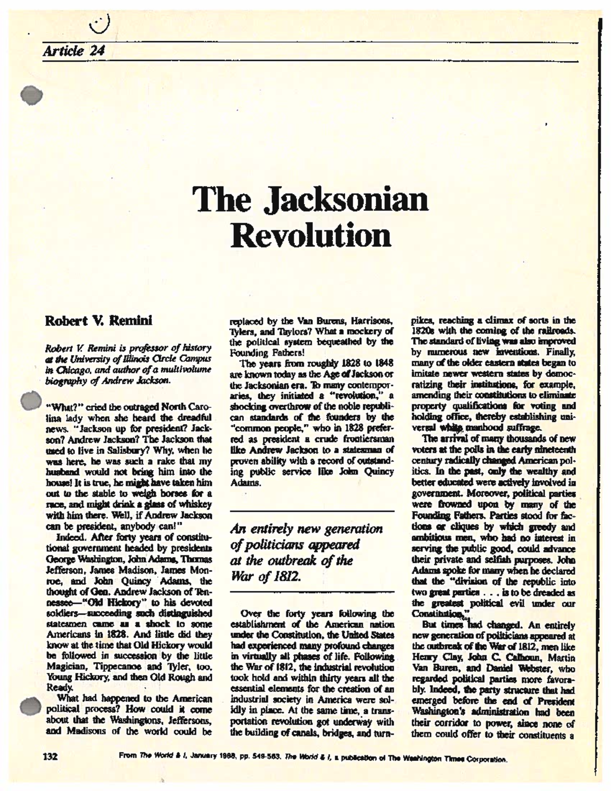 Jacksonian Revolution Reading - HIST 111 - Studocu
