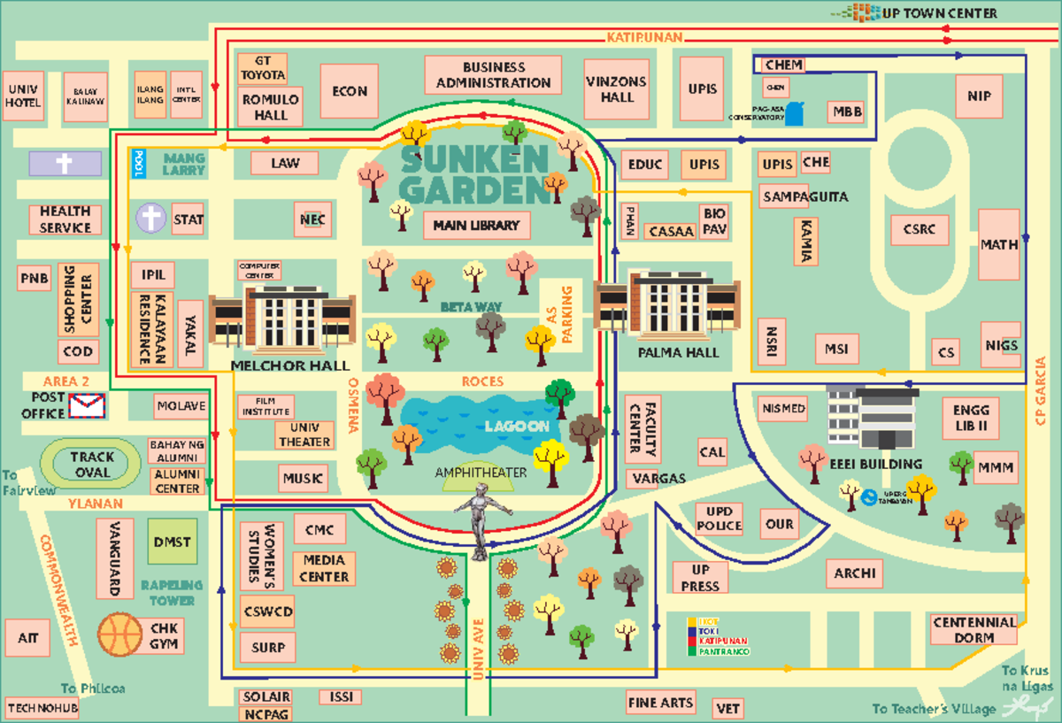 279068672 UP Diliman Map - GARDEN MELCHOR HALL PALMA HALL MAIN LIBRARY ...