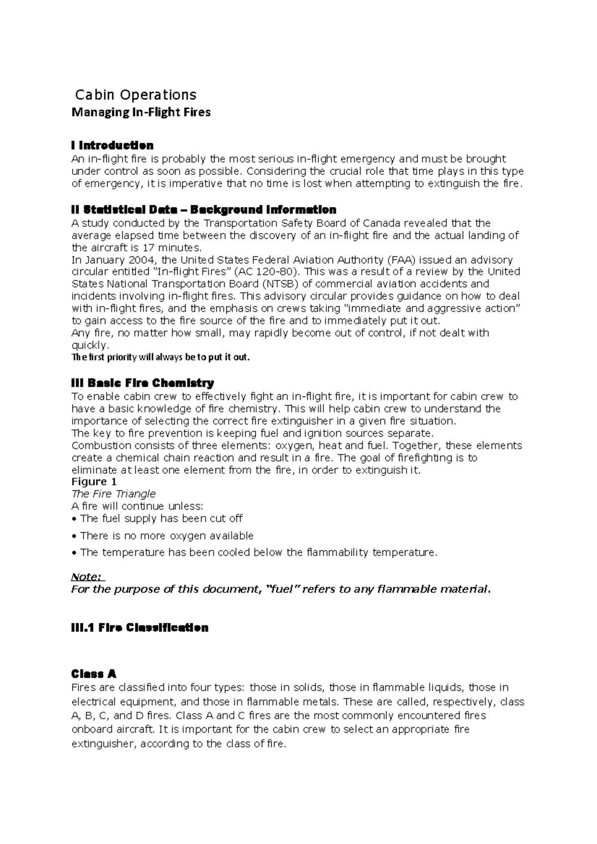 Managing In-Flight Fires - Cabin Operations Managing In-Flight Fires I ...