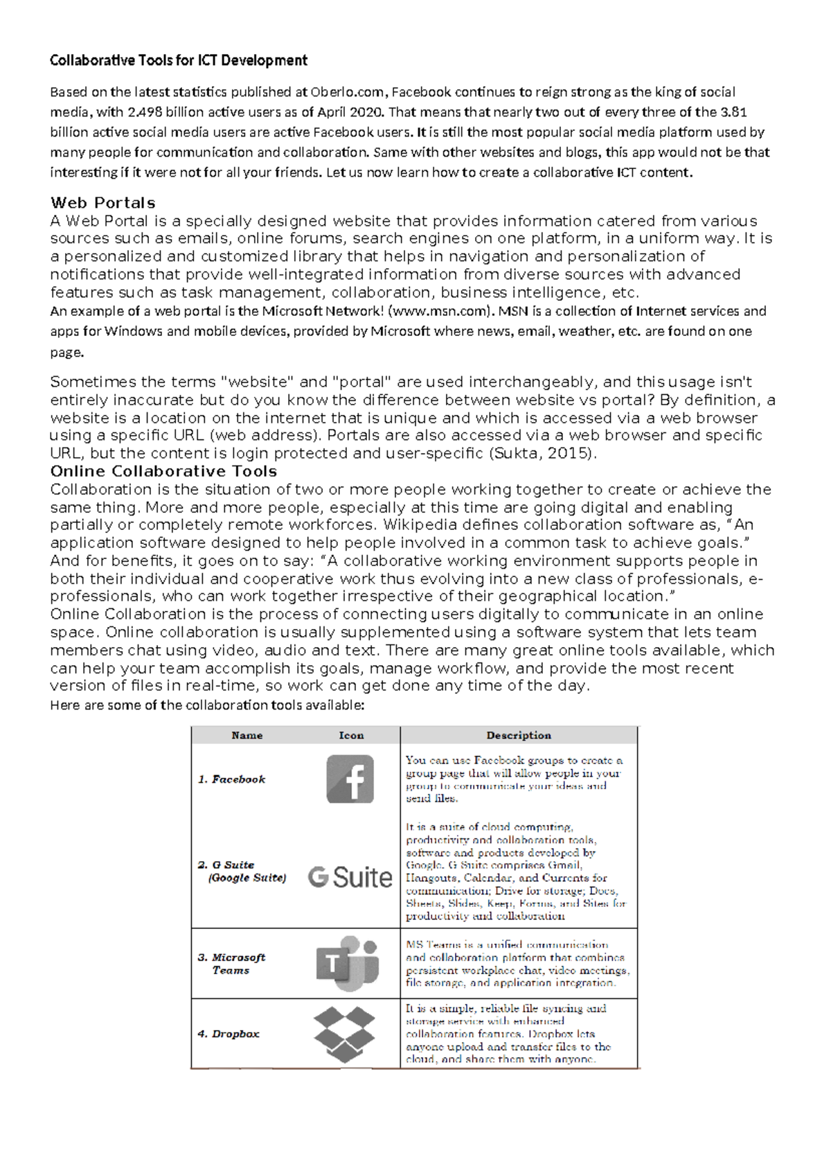 Collaborative Tools for ICT Development - That means that nearly two ...