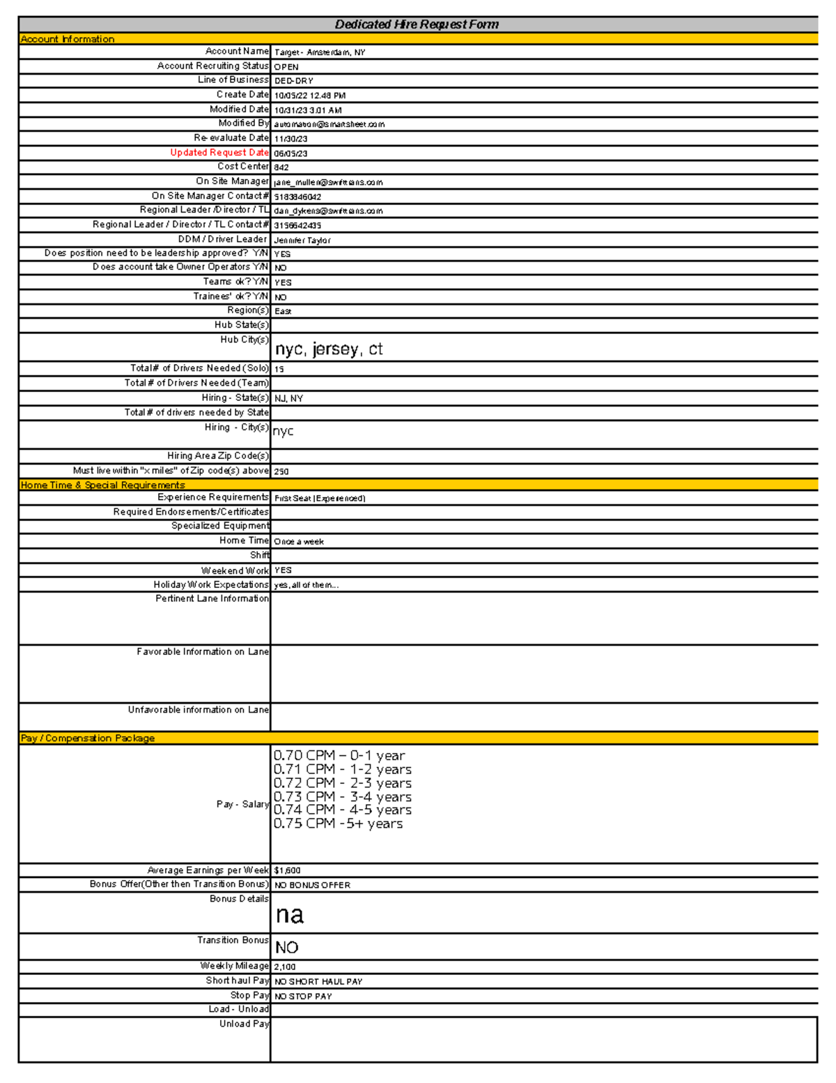 Dedicated Hire Request Form - Nov 16 2022 (97) - Account Information ...