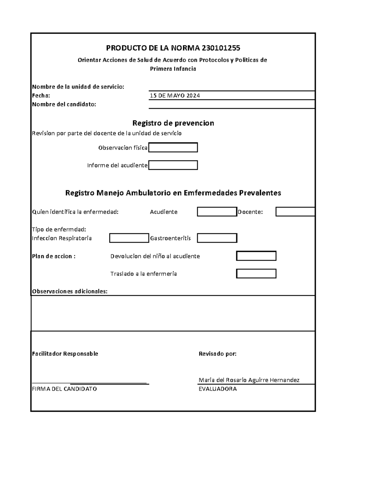 Producto Norma P-1399 - efwef - Nombre de la unidad de servicio: Fecha ...