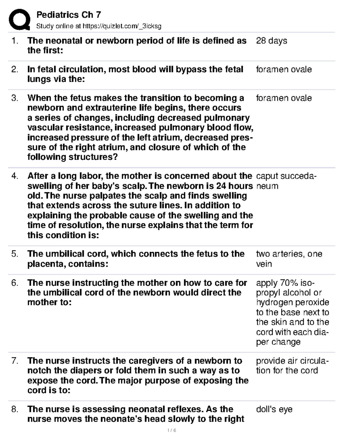 Quizlet - Study online at quizlet/_3icksg The neonatal or newborn ...