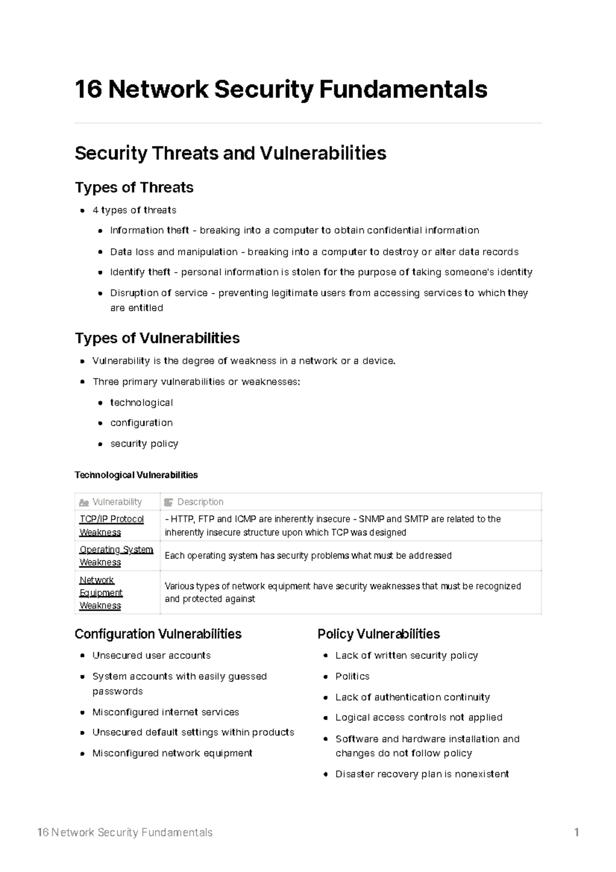 16 Network Security Fundamentals - 16 Network Security Fundamentals Security Threats and - Studocu
