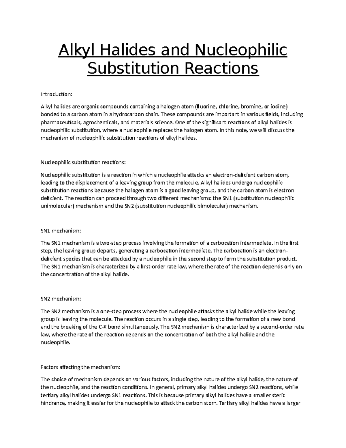 Alkyl Halides and Nucleophilic Substitution Reactions - Alkyl Halides and Nucleophilic ...