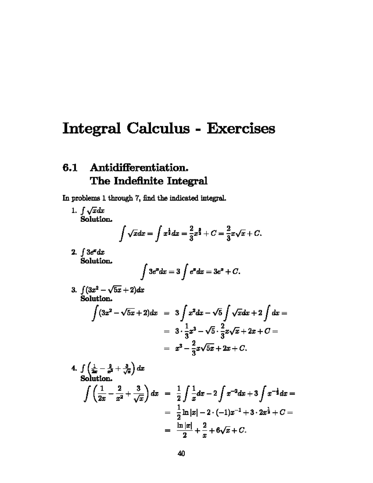 Calc - Practice integral calculation problems - Integral Calculus ...