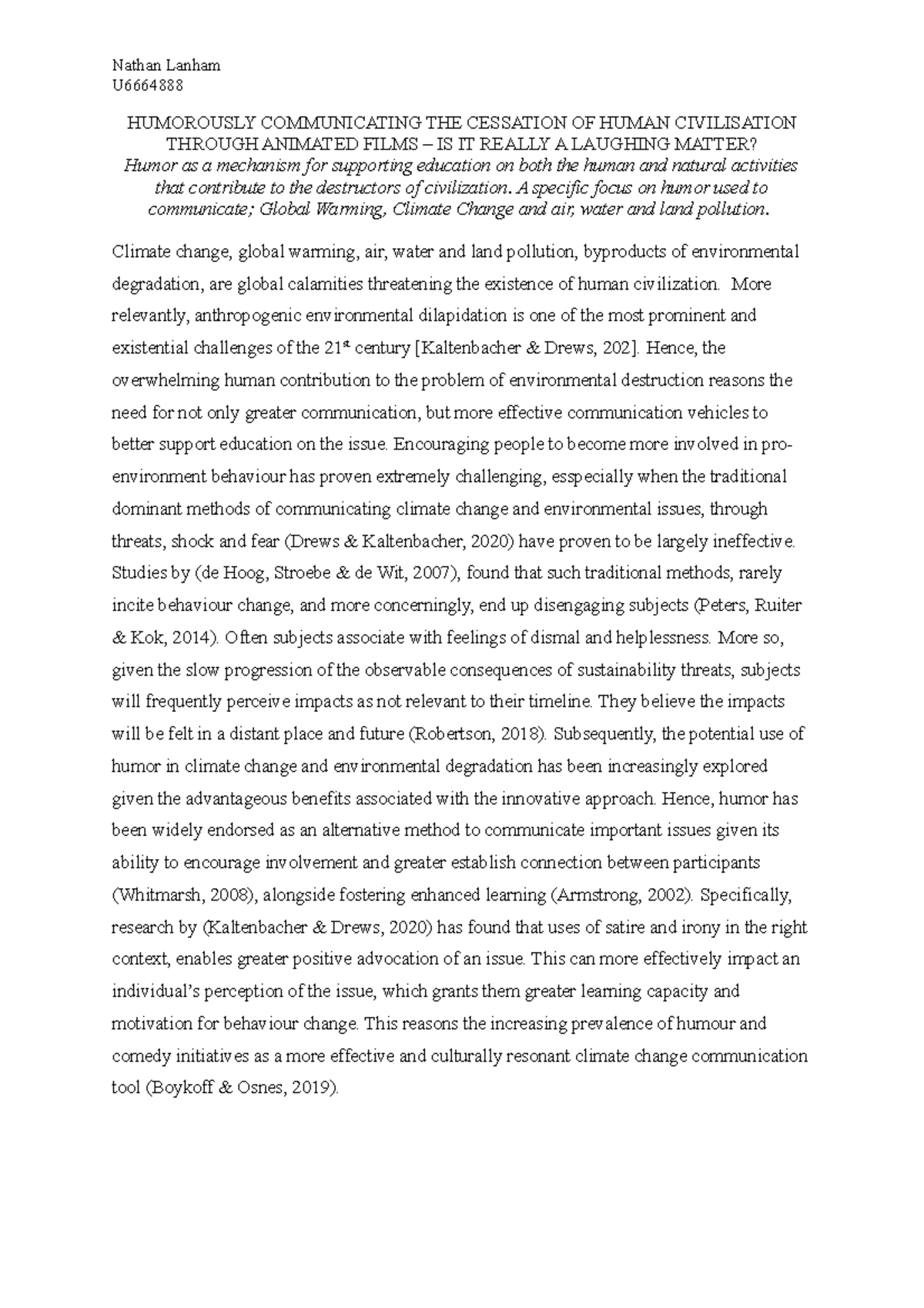 SCOM Proposal - Nathan Lanham U HUMOROUSLY COMMUNICATING THE CESSATION ...