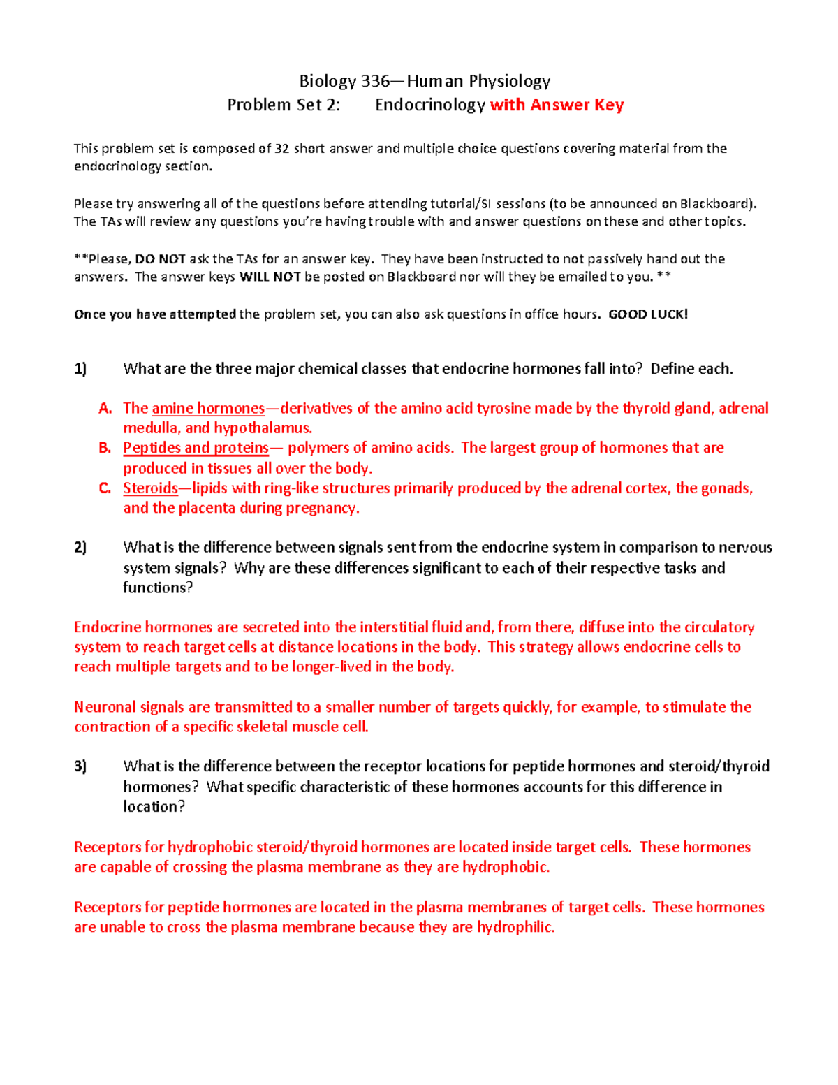 BIO 336 - Emory - Endocrinology Test Bank - Biology 336—Human ...