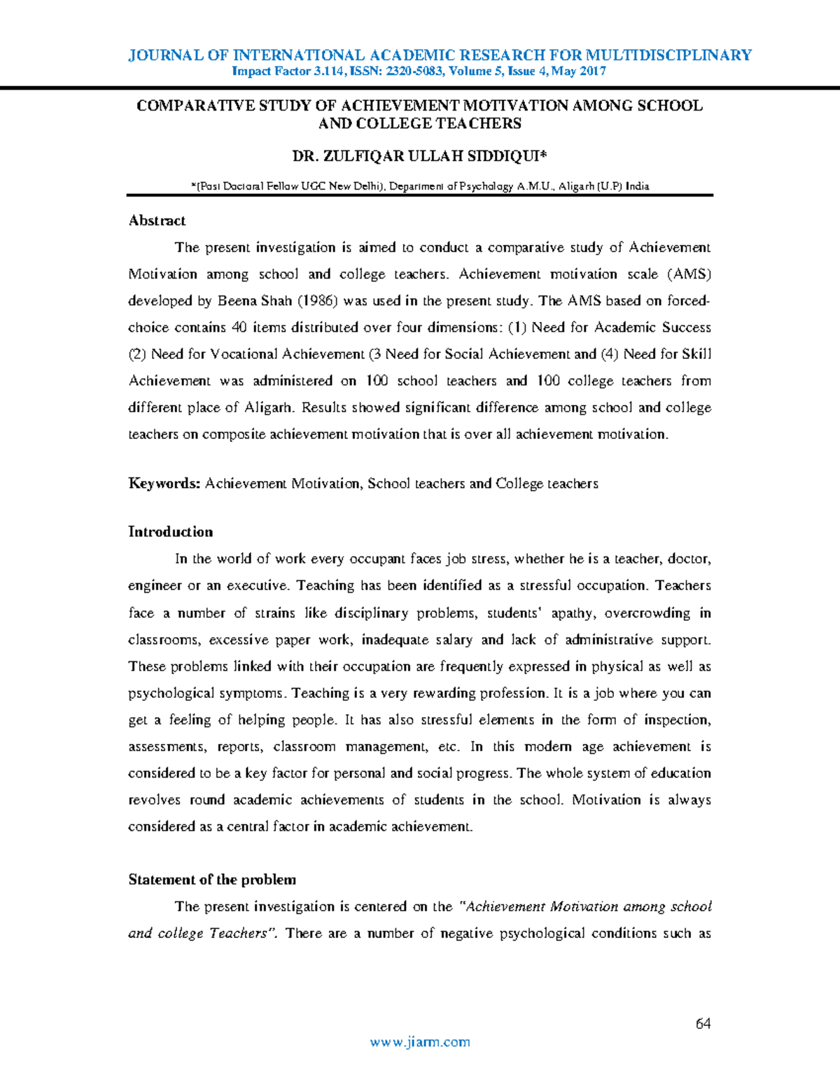 6 - Research paper - Impact Factor 3, ISSN: 2320-5083, Volume 5, Issue ...