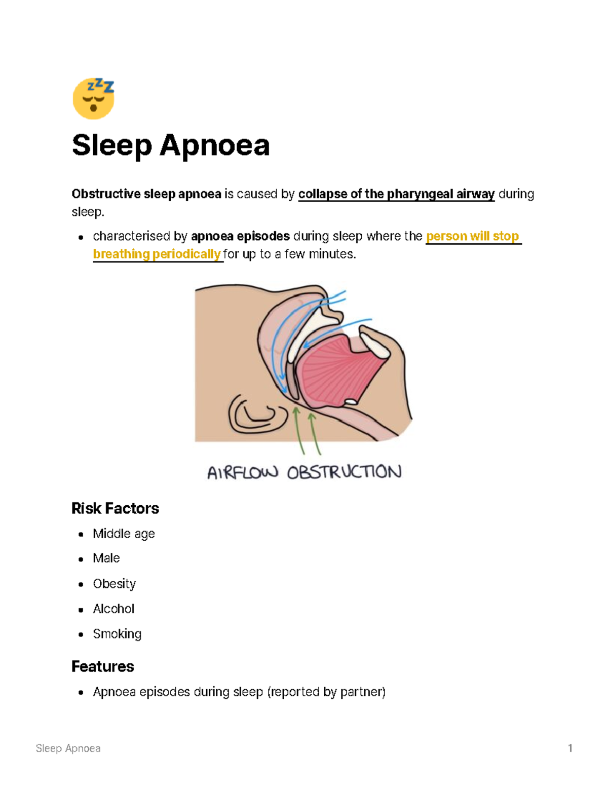 Sleep Apnoea - characterised by apnoea episodes during sleep where the ...