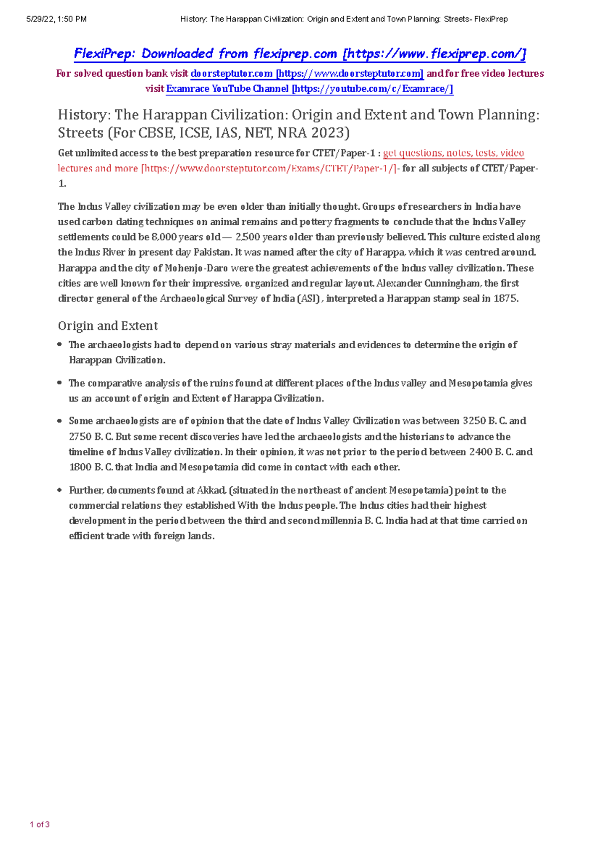 NIOS History Module 1 Ch 3 The Harappan Civilization Part 1 - 5/29/22 ...