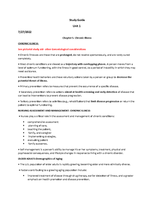 Unit #2 Study guide - Med Surg I - Study Guide Review for #2 unit – 1 ...