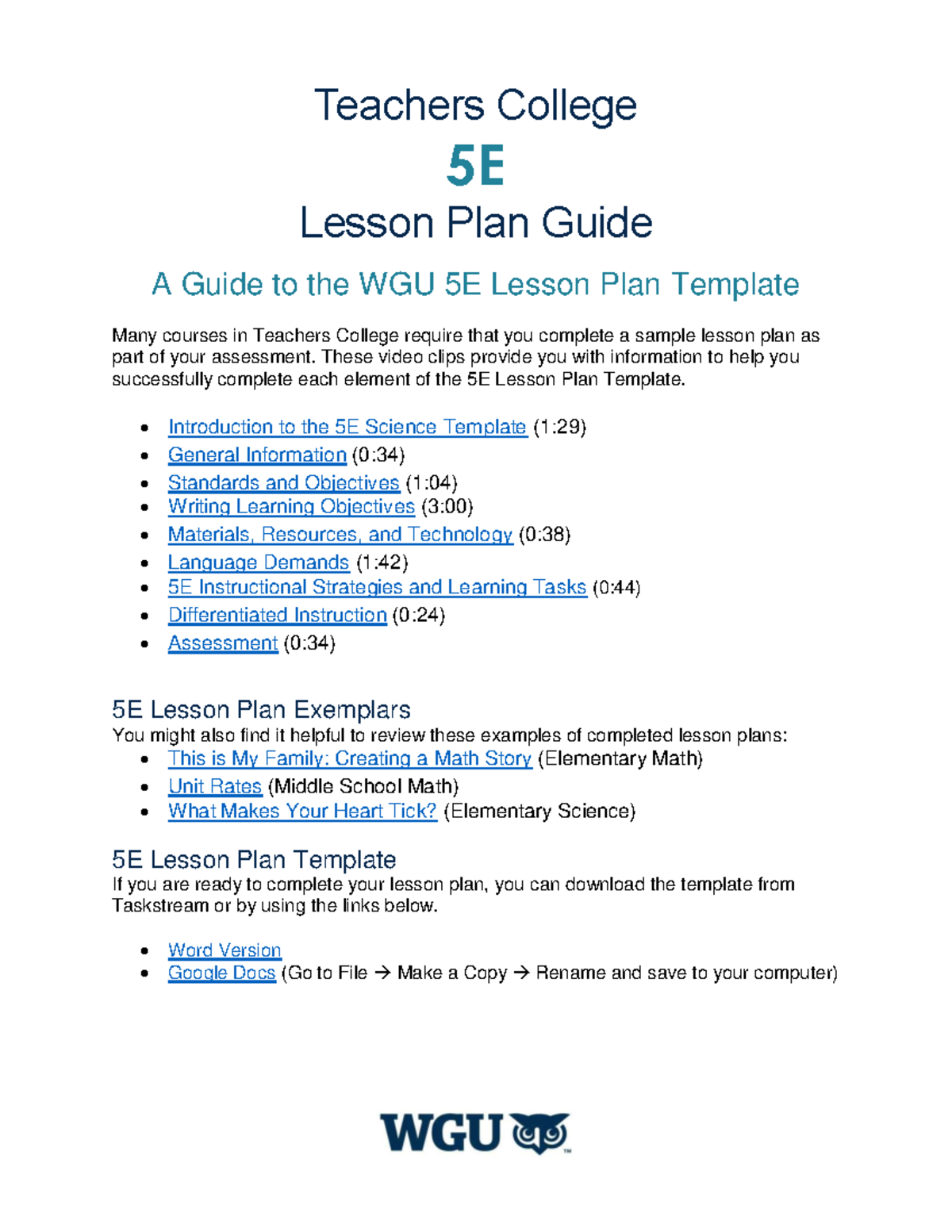WGU Science Methods 5E Lesson Plan Guide - Teachers College 5E Lesson ...