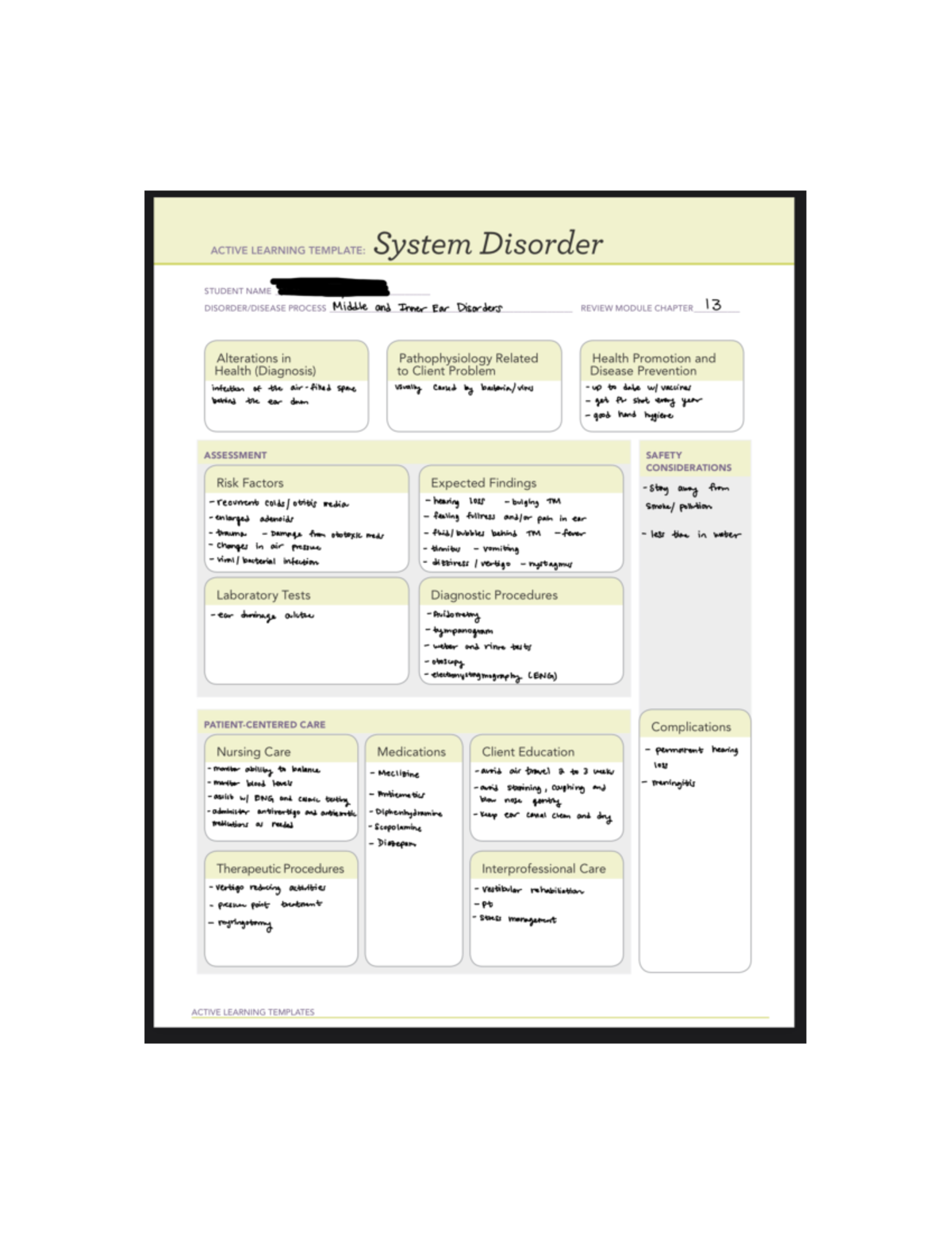 Middle And Inner Ear - ATI template - NUR 446 - Studocu