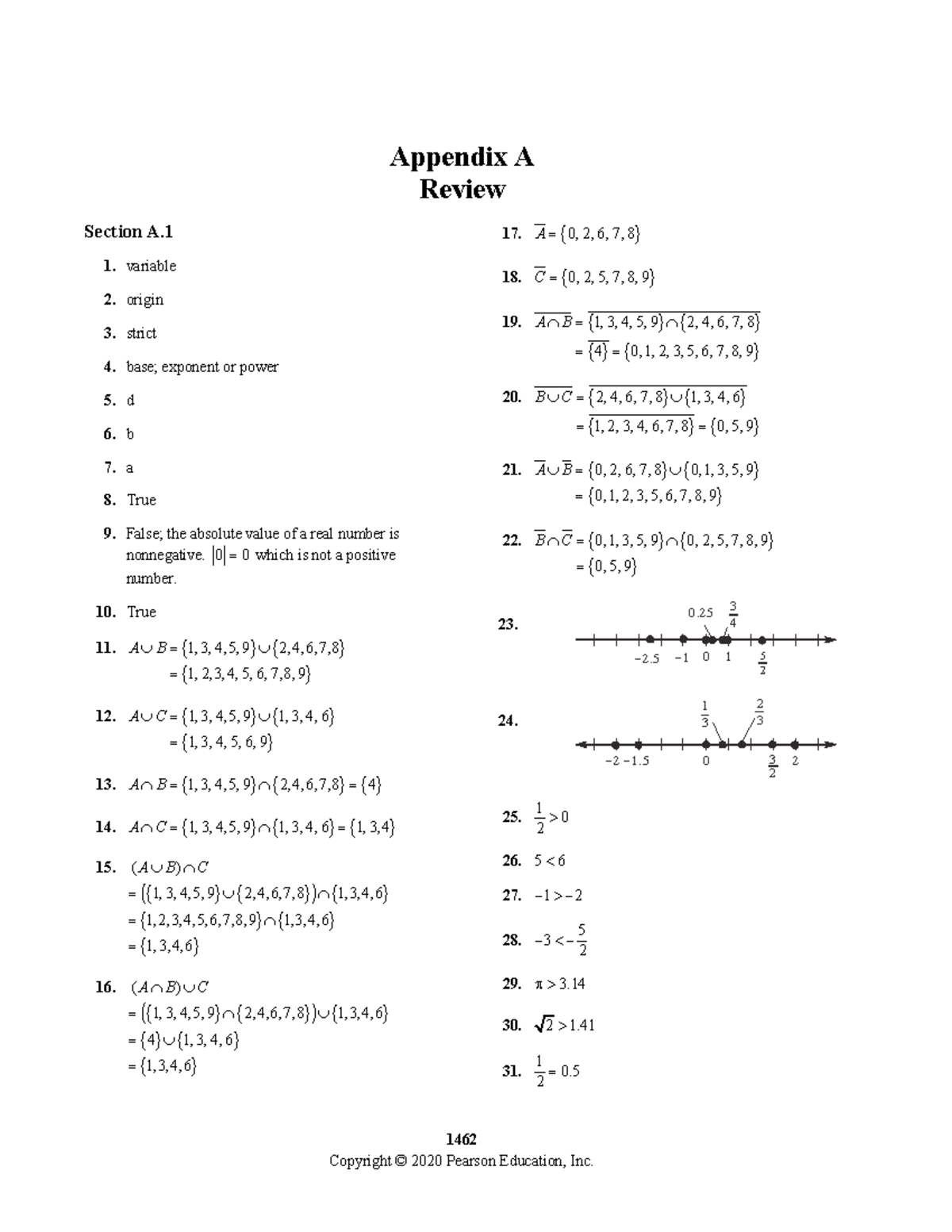 Apendix A Review key - 1462 Appendix A Review Section A. variable ...