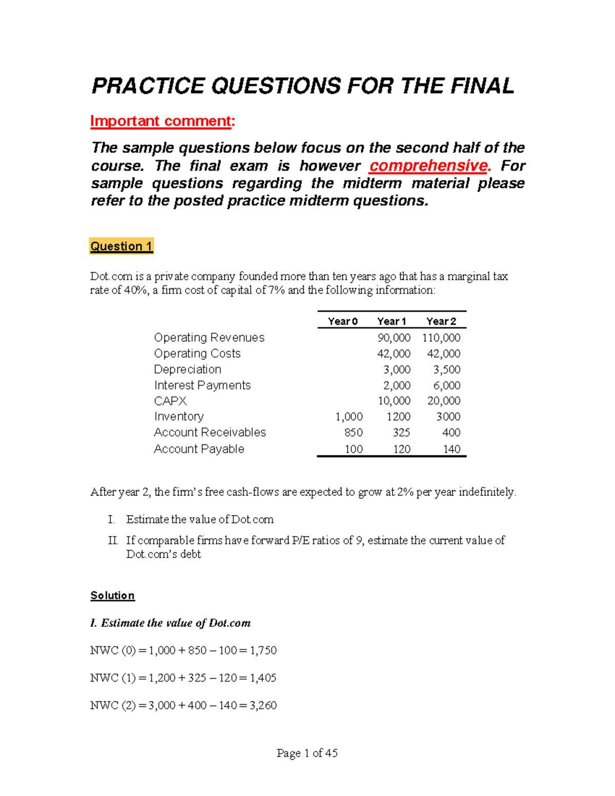 Pract-Final- practice problems - PRACTICE QUESTIONS FOR THE FINAL ...