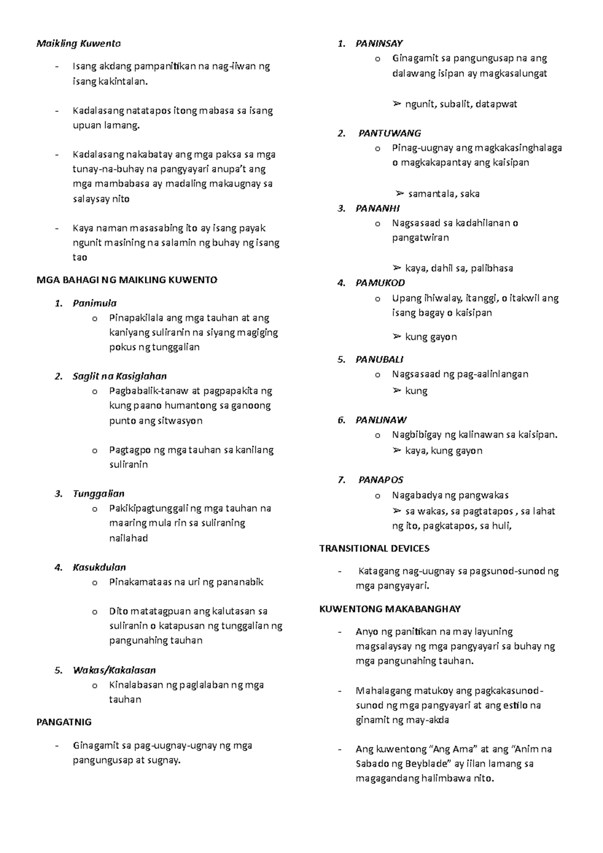 FILqq 1 - filipino - Maikling Kuwento - Isang akdang pampanitikan na ...