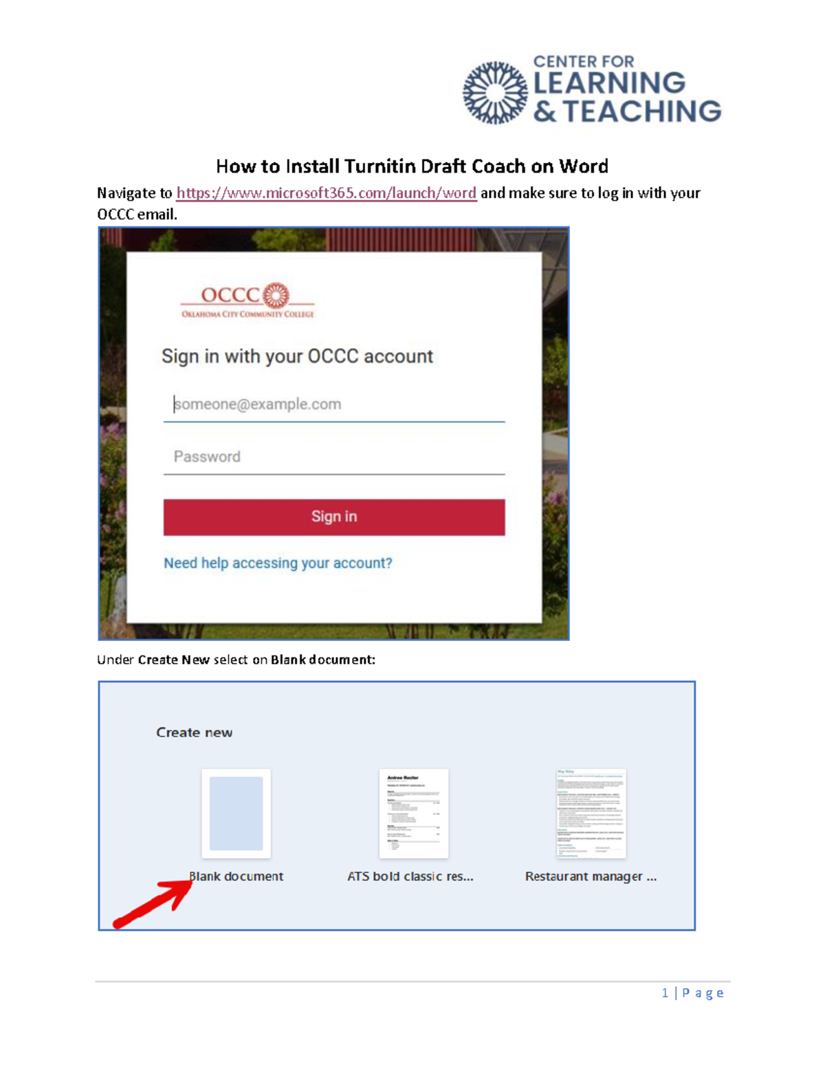 How to Install Turnitin Draft Coach on Word - Under Create New select ...