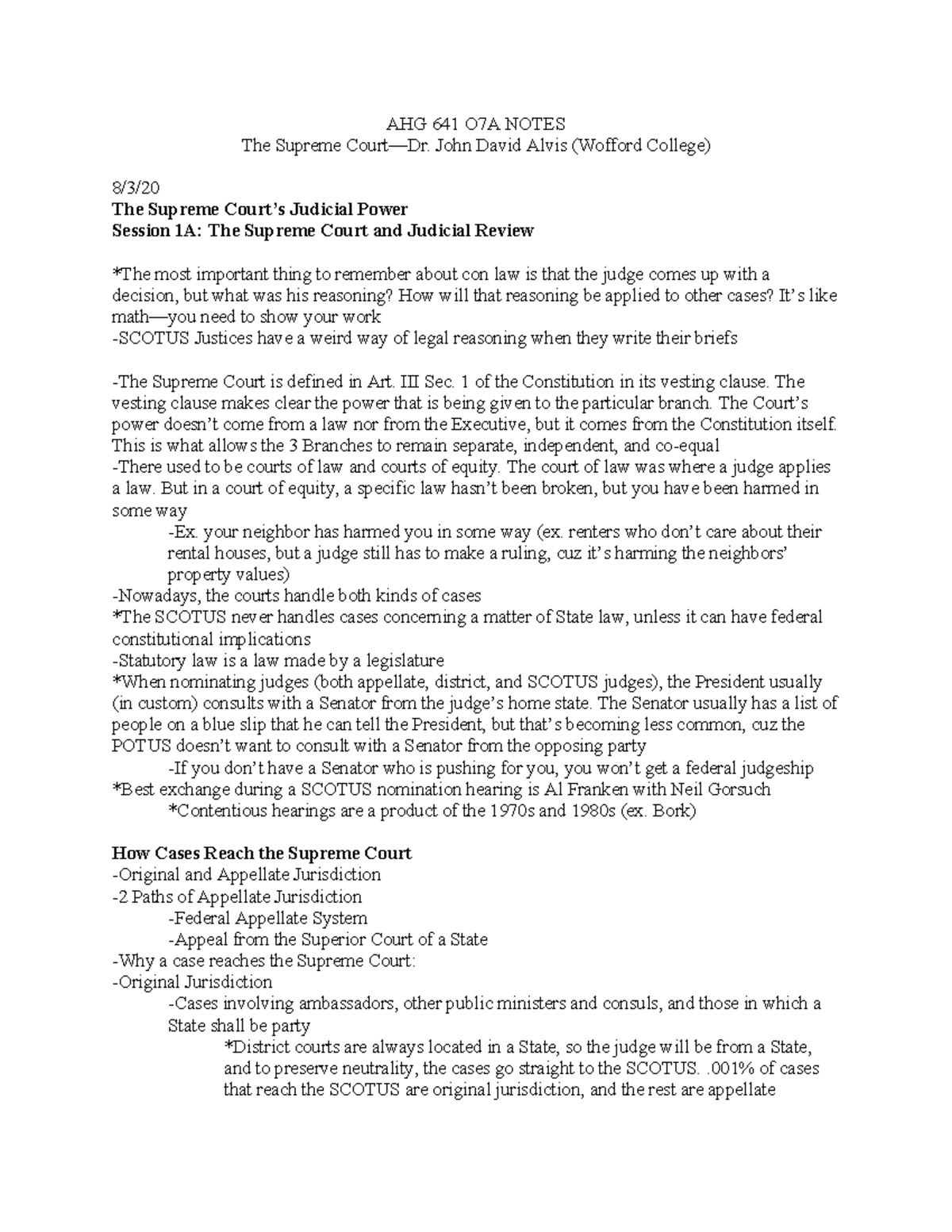 The Supreme Court - Notes - AHG 641 O7A NOTES The Supreme Court—Dr ...