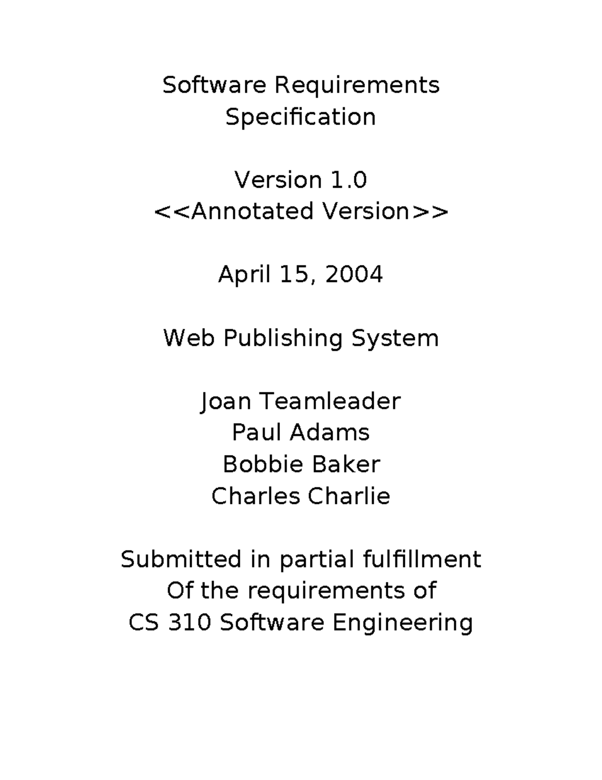 Srsexample Webapp We Analyze The Software Requirements And Design Object Oriented Models For A