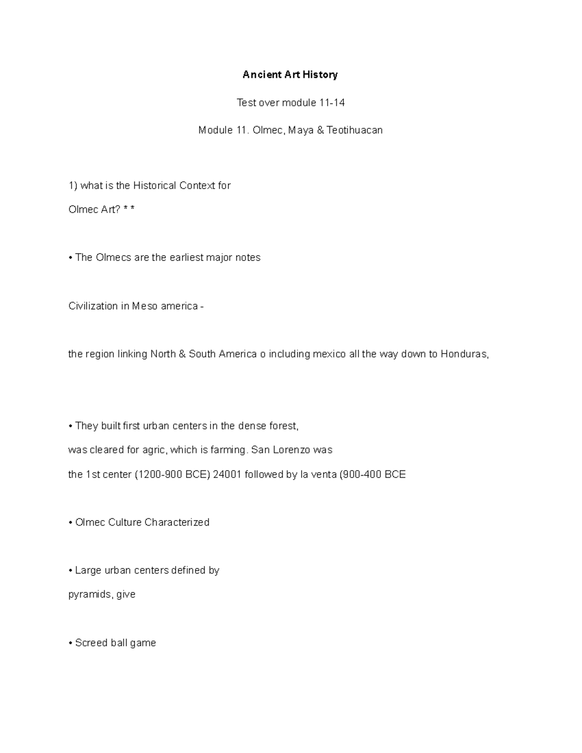 Ancient Art History Notes - Ancient Art History Test over module 11 ...