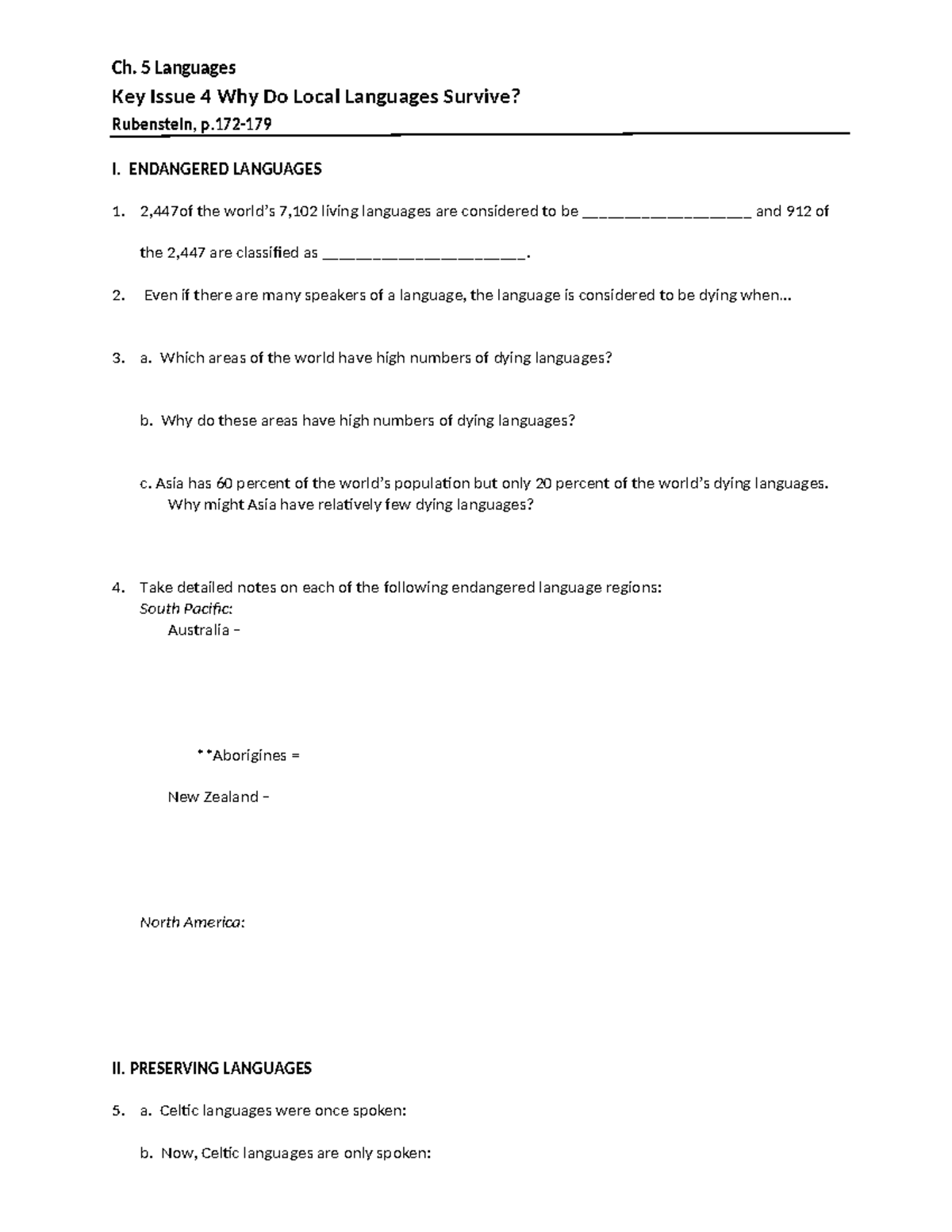 Reading Notes 5 - Dgge - Ch. 5 Languages Key Issue 4 Why Do Local ...