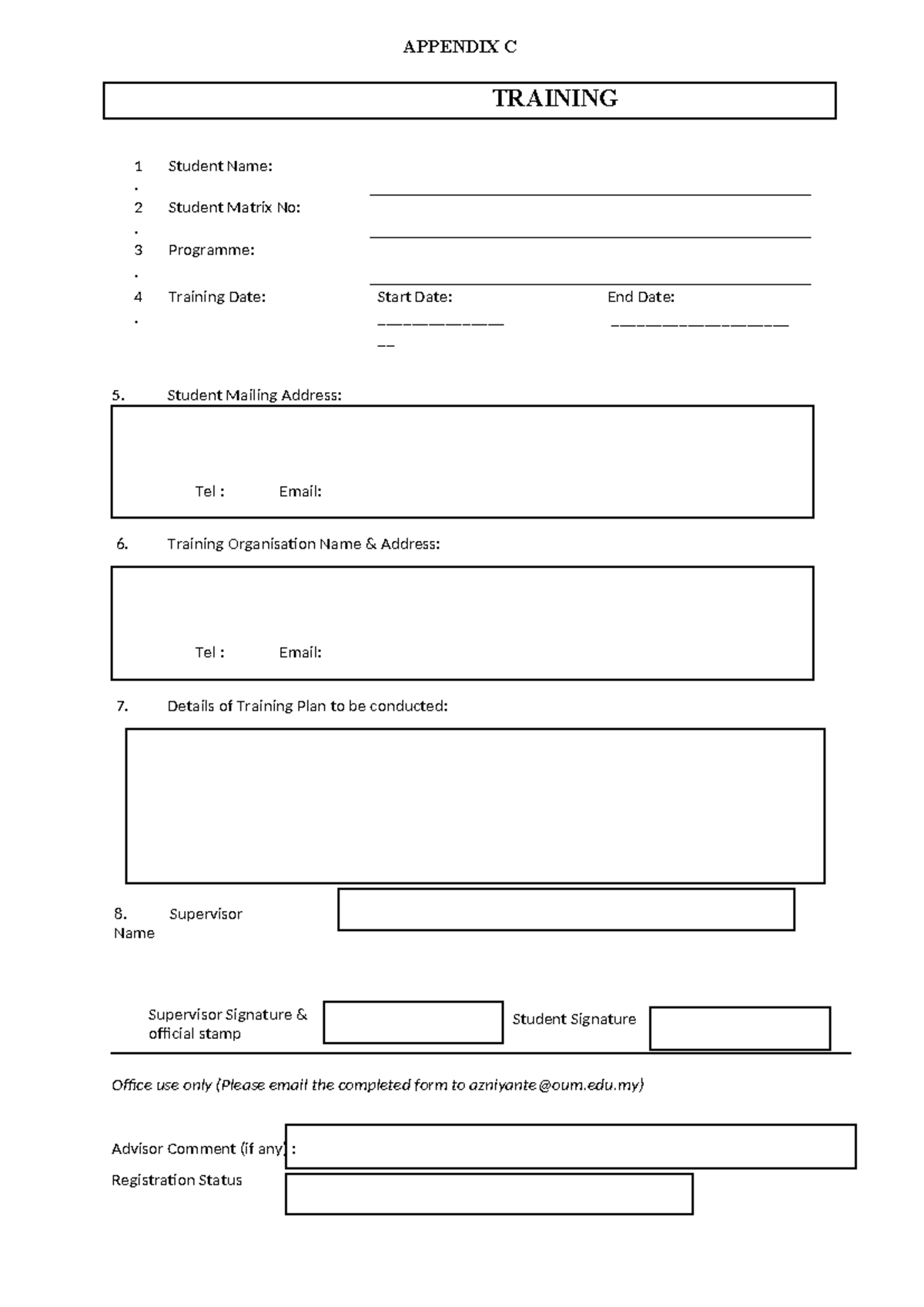 Appendix C new Industrial Training Registration Form - APPENDIX C 1 ...