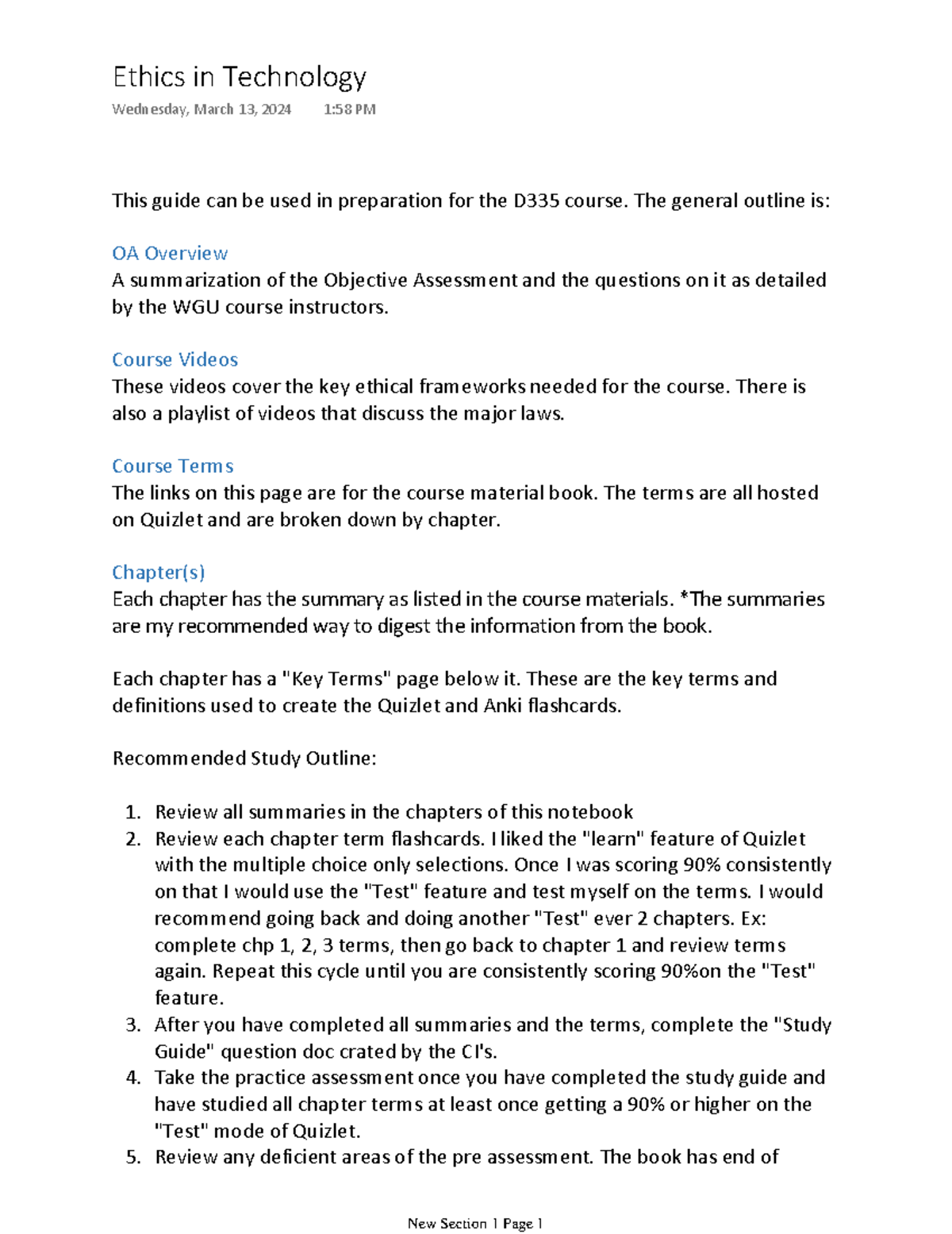 D333 - Ethics in Technology - This guide can be used in preparation for ...