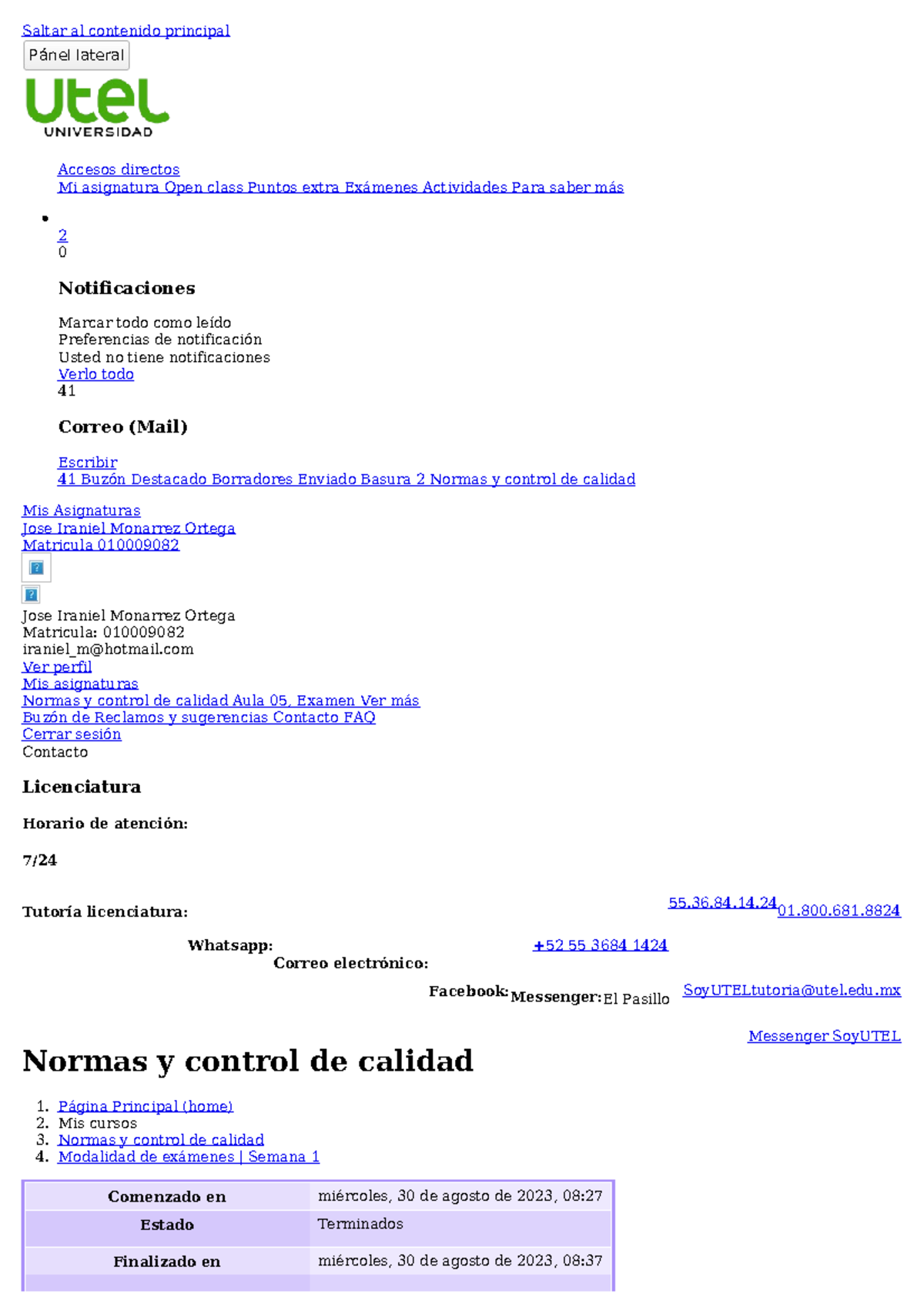 Semana 1 Normas y control de calidad - 55.36.84. Whatsapp: +52 55 3684 1424 Correo electrónico ...