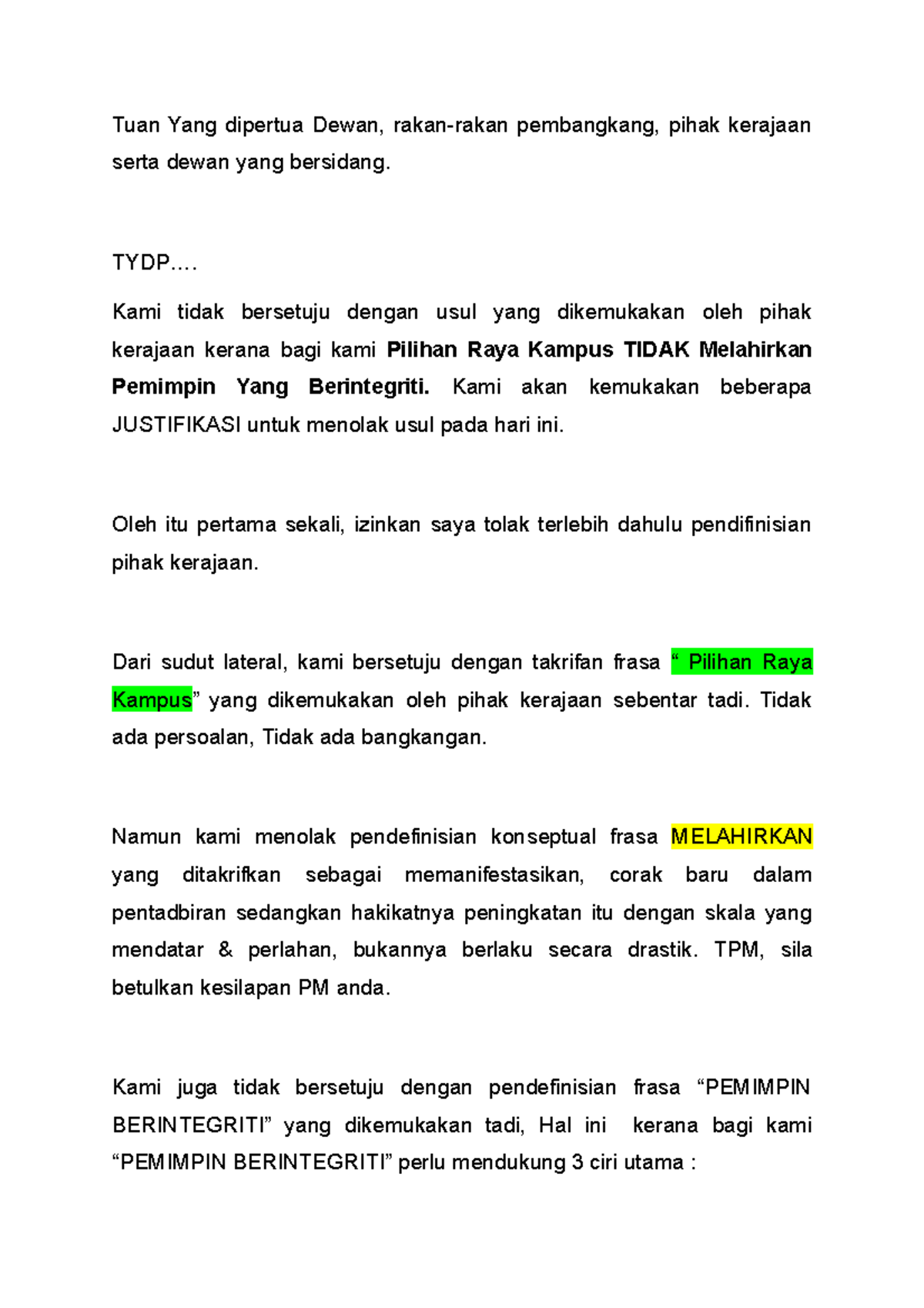 Teks ketua pembangkang HPD 223 - Tuan Yang dipertua Dewan, rakan-rakan ...